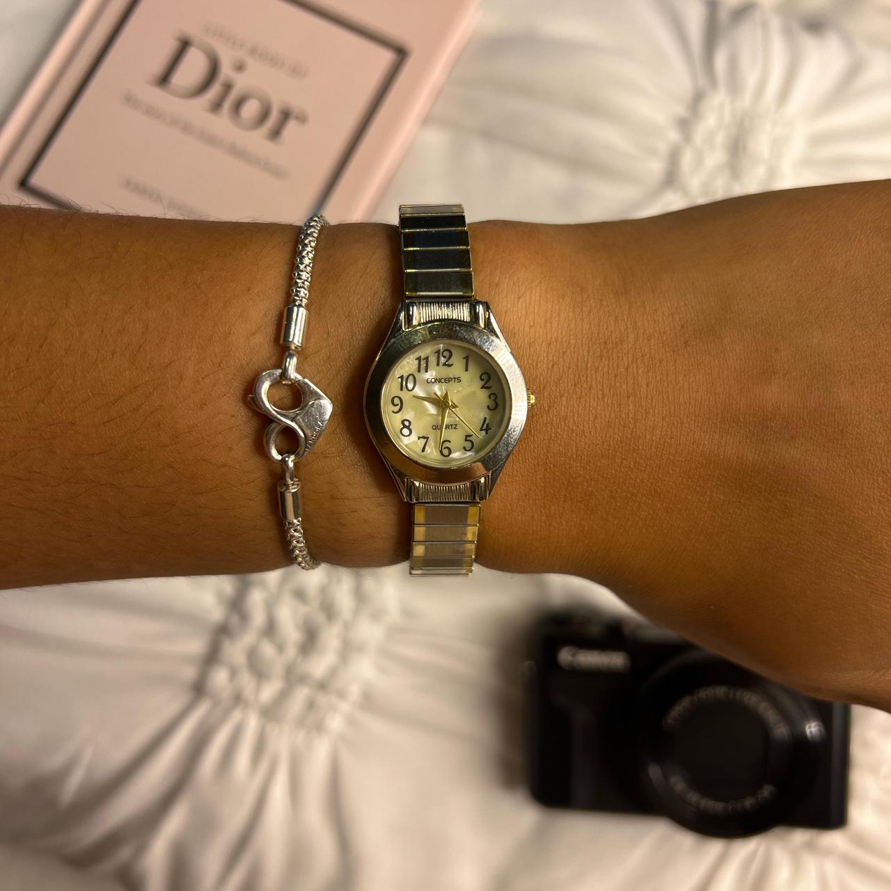 Silver Concepts Quartz Stretch Band Watch Length:... | Depop