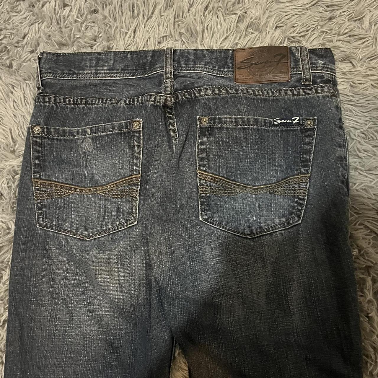 seven7 dark wash jeans, size says 32x34 but fits... - Depop