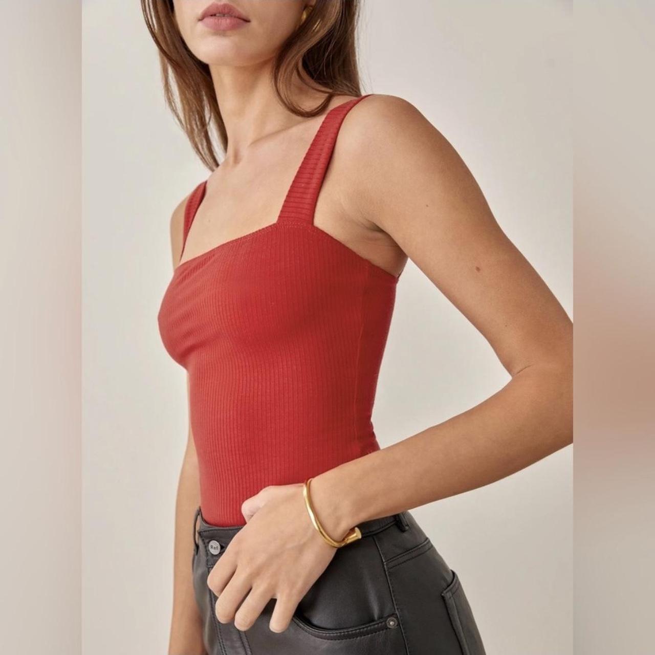Reformation Red Tank Top Lightly used, good... - Depop
