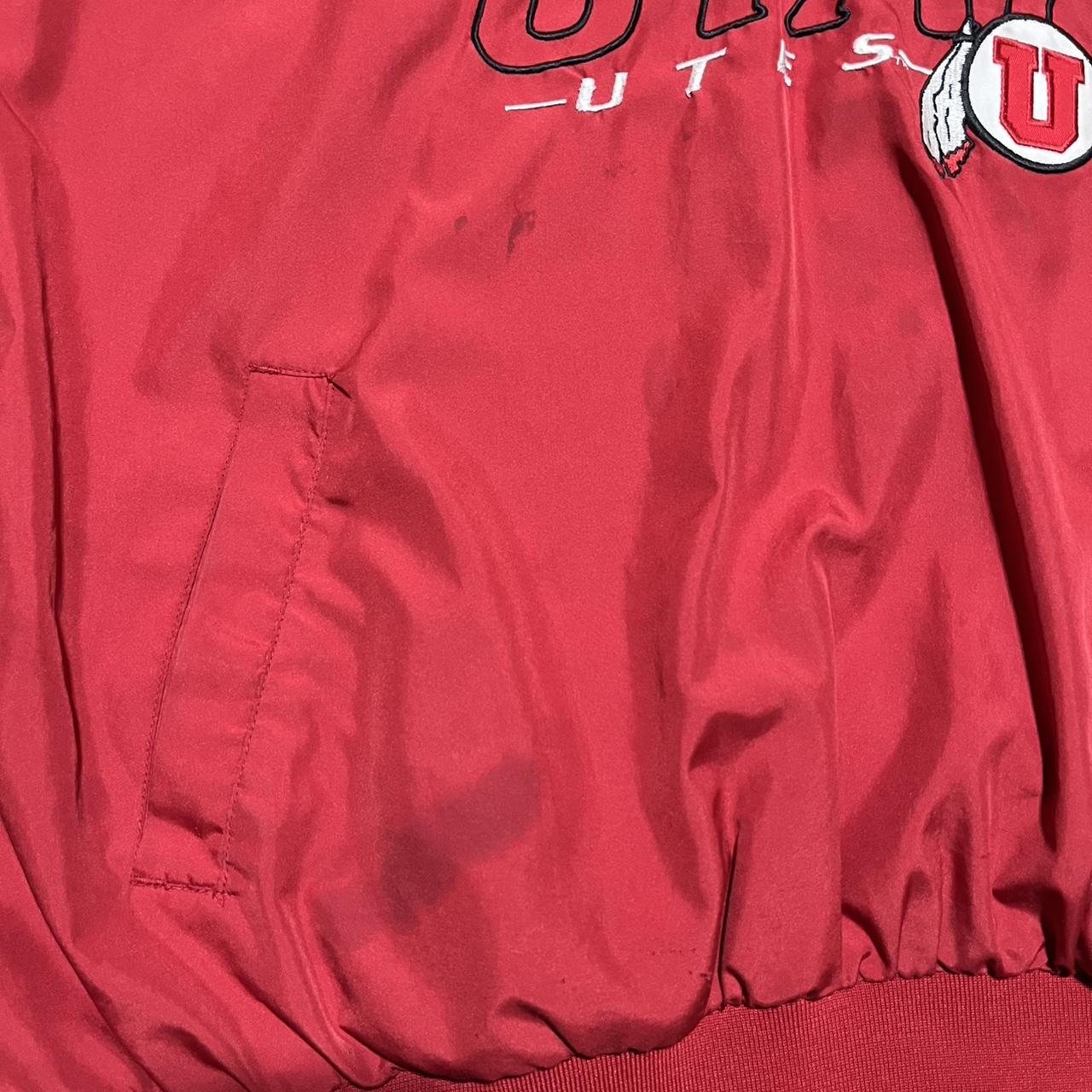 vintage utah university red jacket embroidered... - Depop