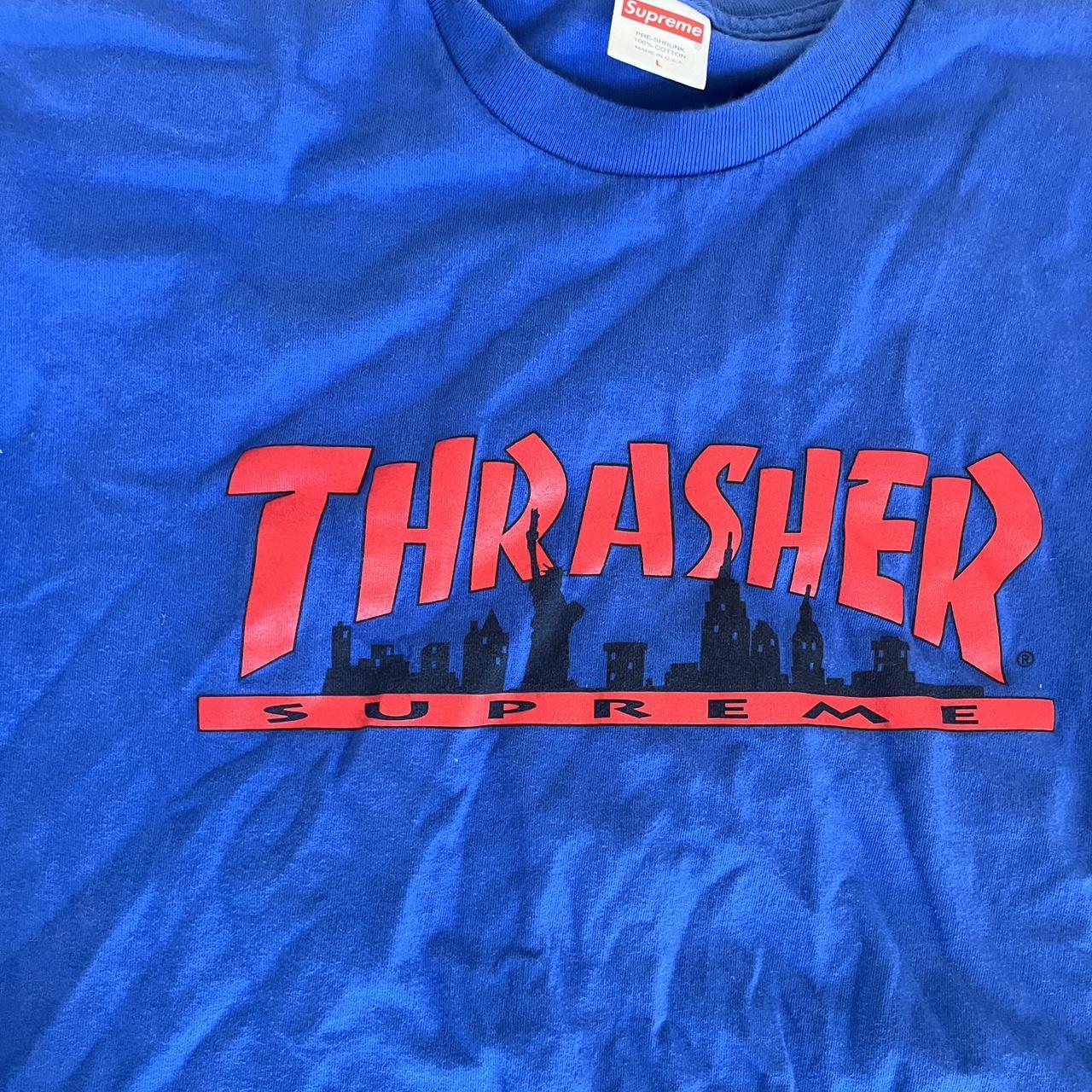 ultra rare thrasher x supreme collab worn once ,... - Depop