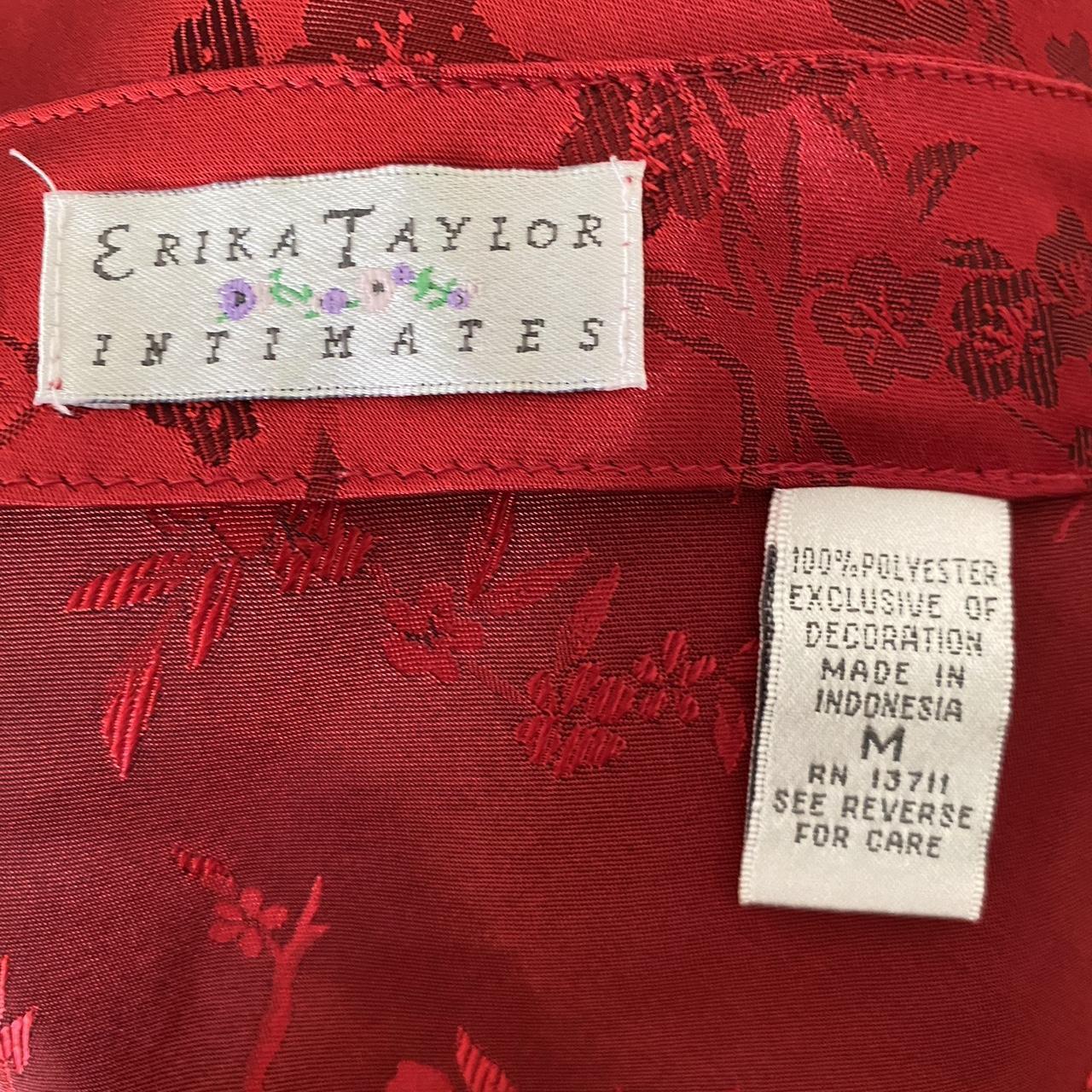 Red silk tank top with flower design Small tear on... - Depop