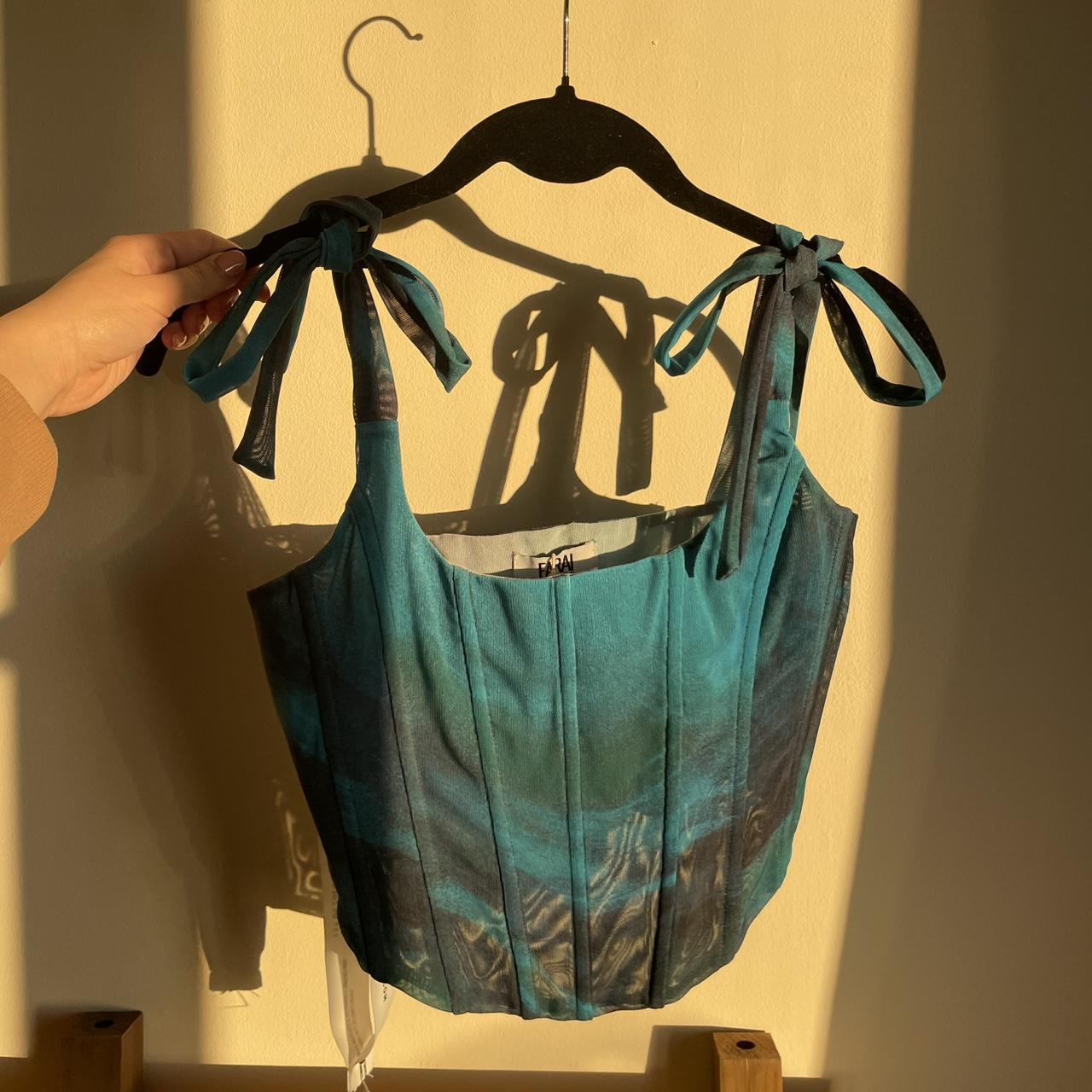 Blue turquoise corset top, with tags, very petite,... - Depop