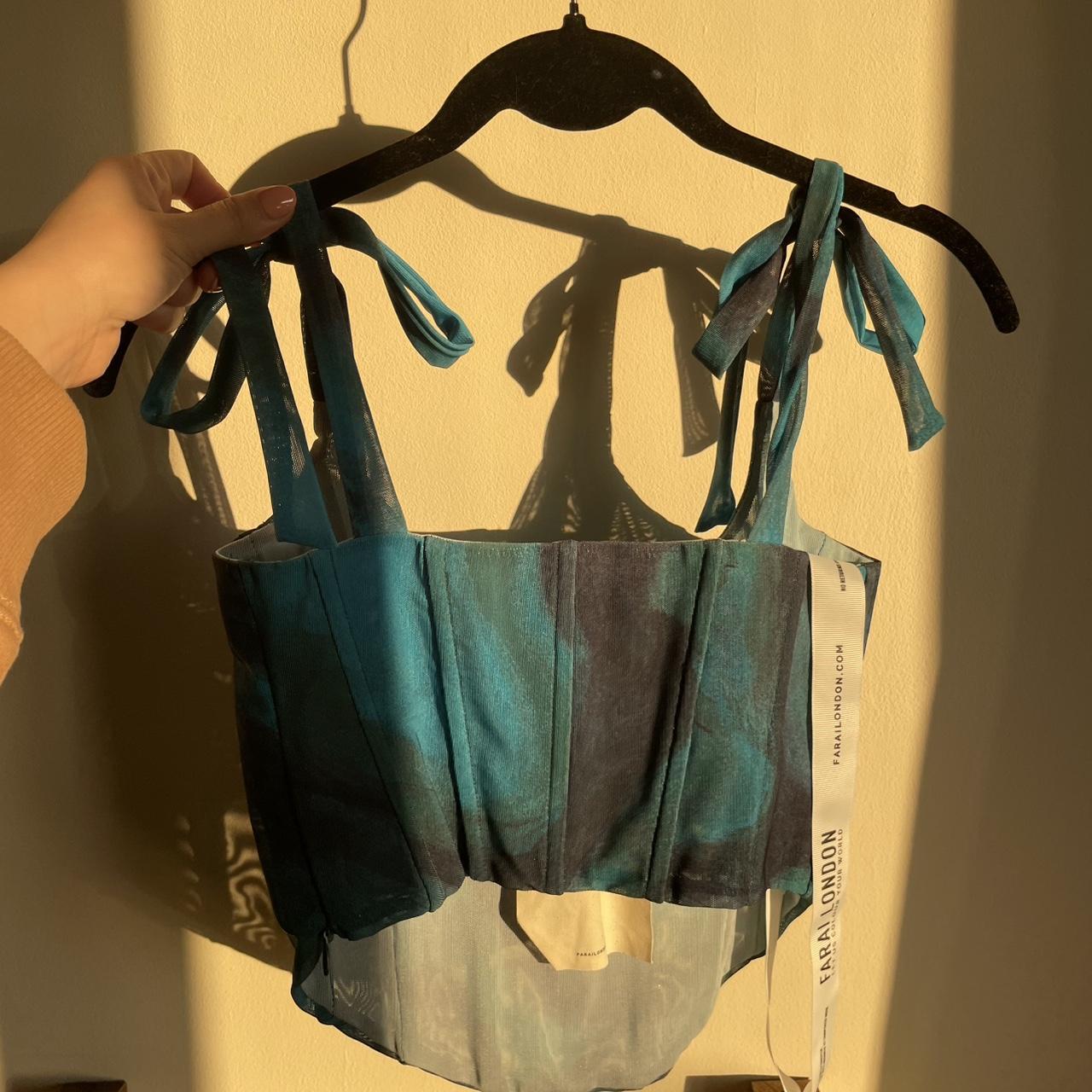 Blue turquoise corset top, with tags, very petite,... - Depop