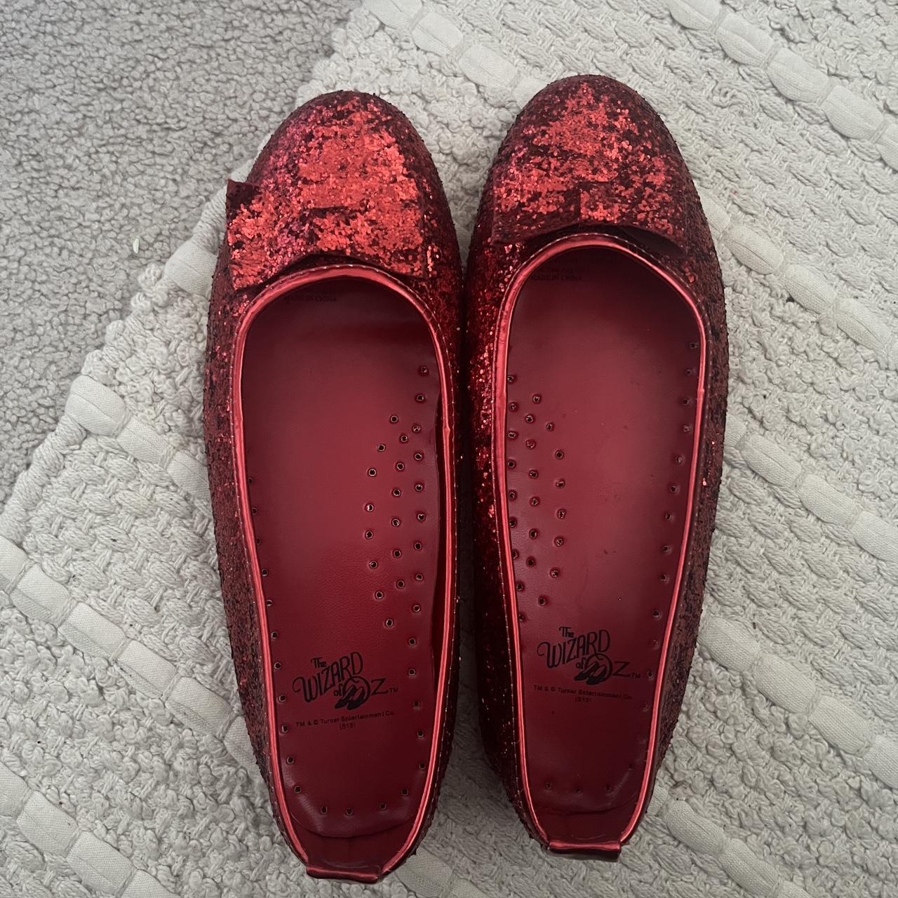 glittery red bow flats from wizard of oz line - Depop