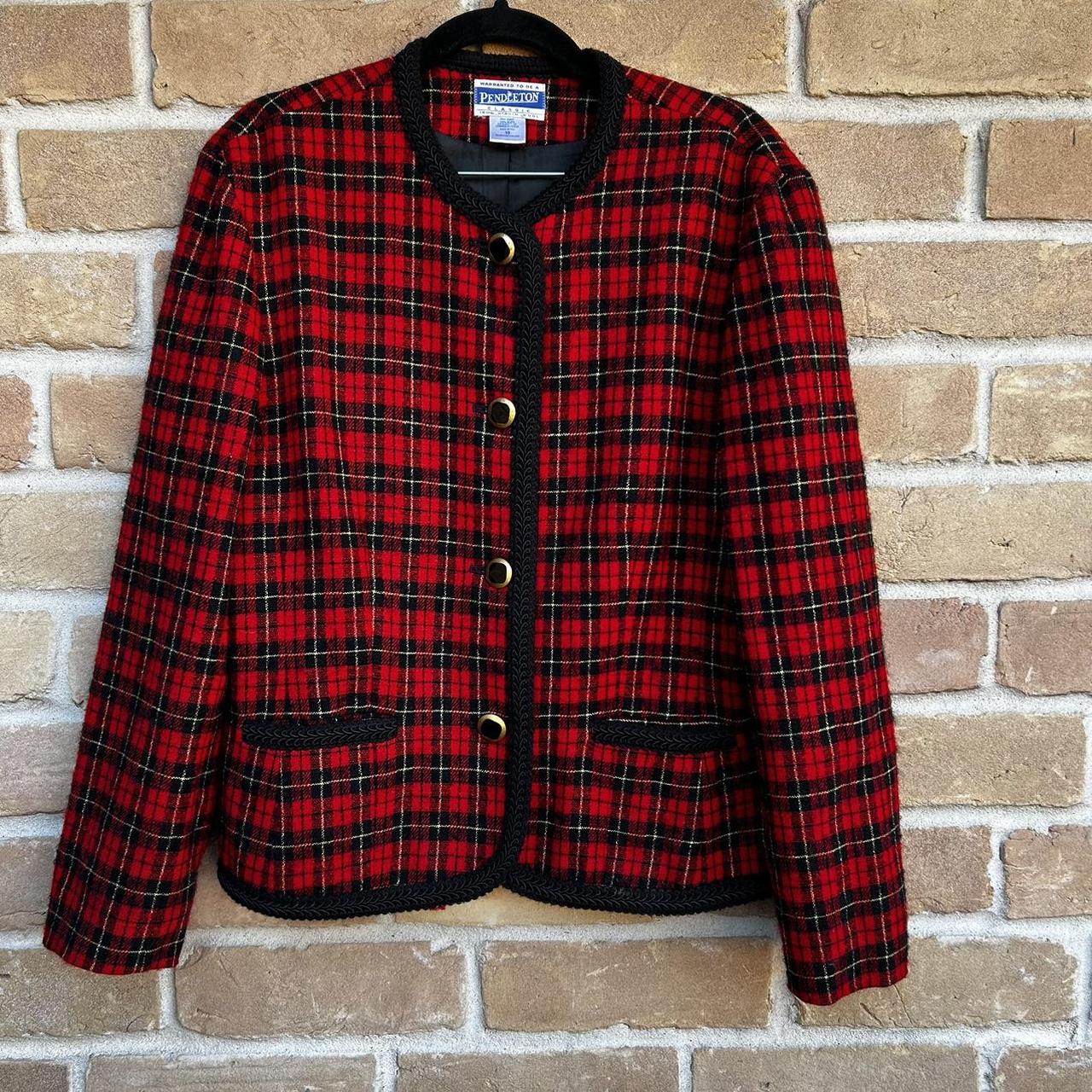 Pendleton red plaid/ tartan jacket/ blazer. 100%... - Depop
