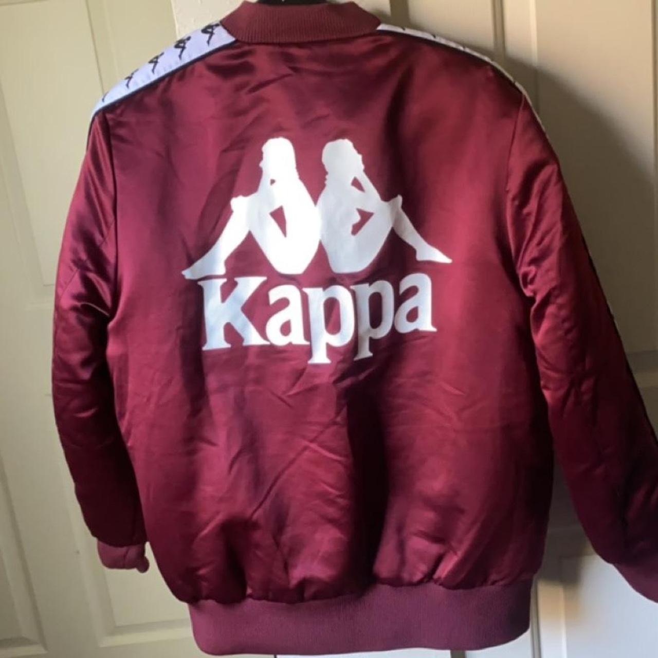 Burgundy Kappa Coat/Jacket Medium Unisex Fits smaller - Depop