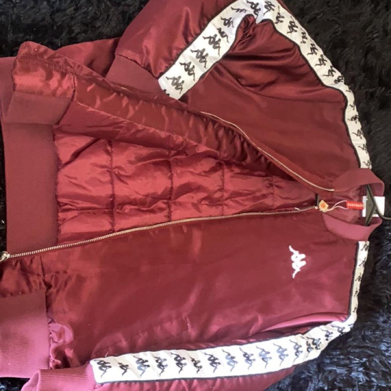 Burgundy Kappa Coat/Jacket Medium Unisex Fits smaller - Depop
