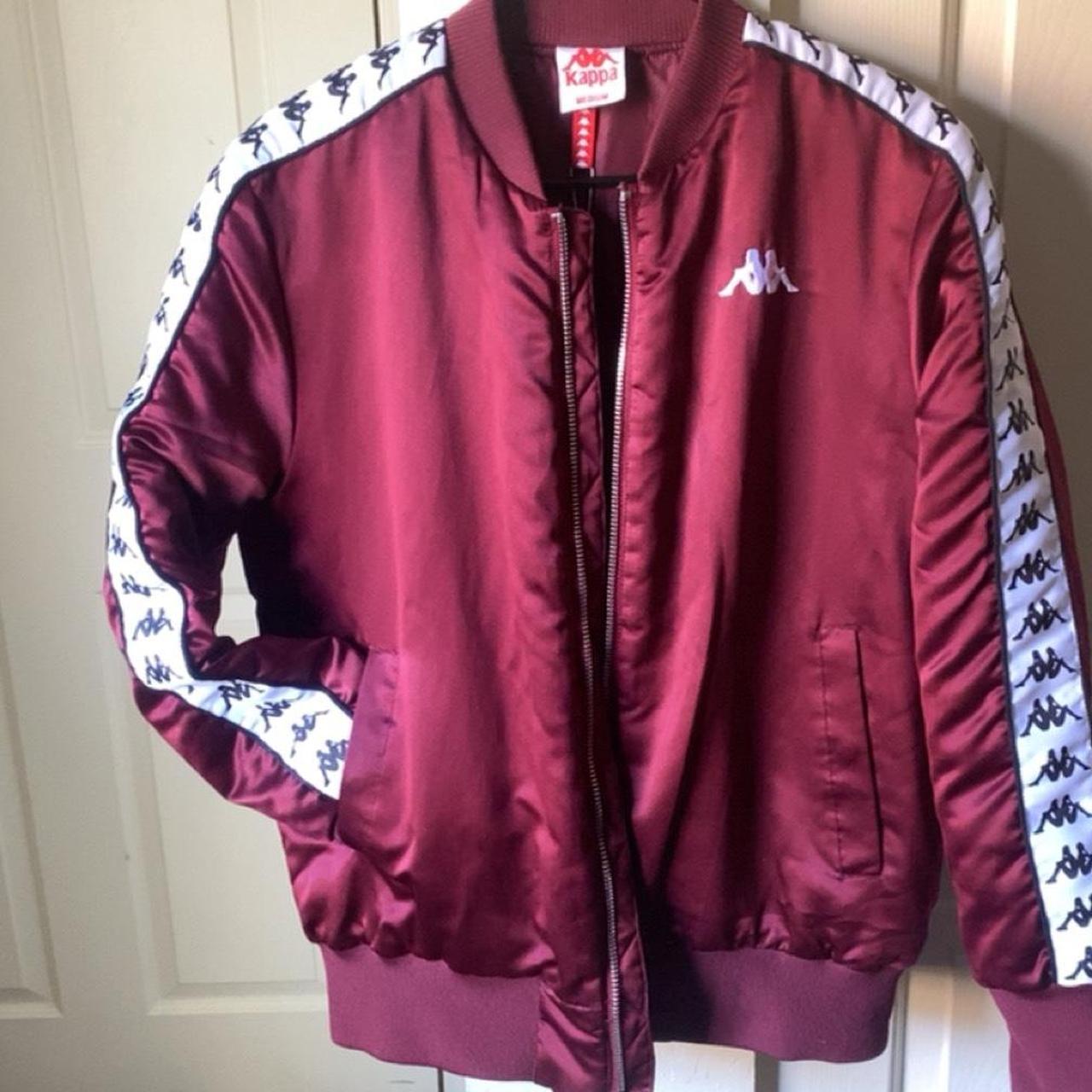 Burgundy Kappa Coat/Jacket Medium Unisex Fits smaller - Depop