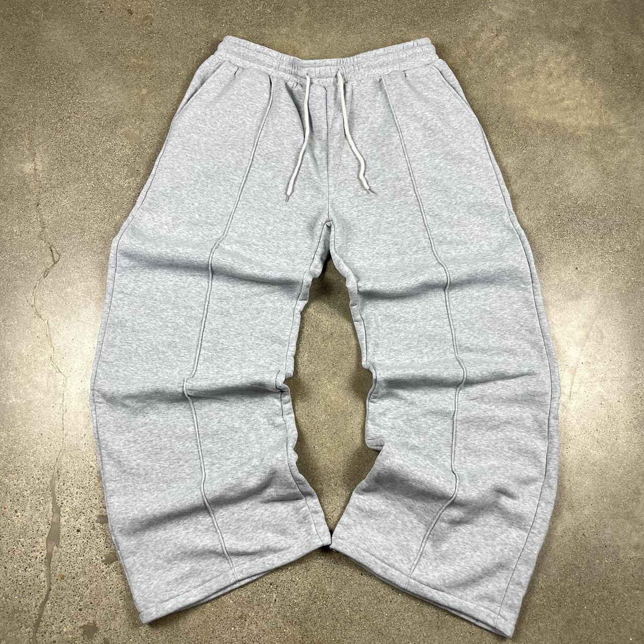 y2k 2000’s ultra baggy gray “Toji” style sweatpants... - Depop