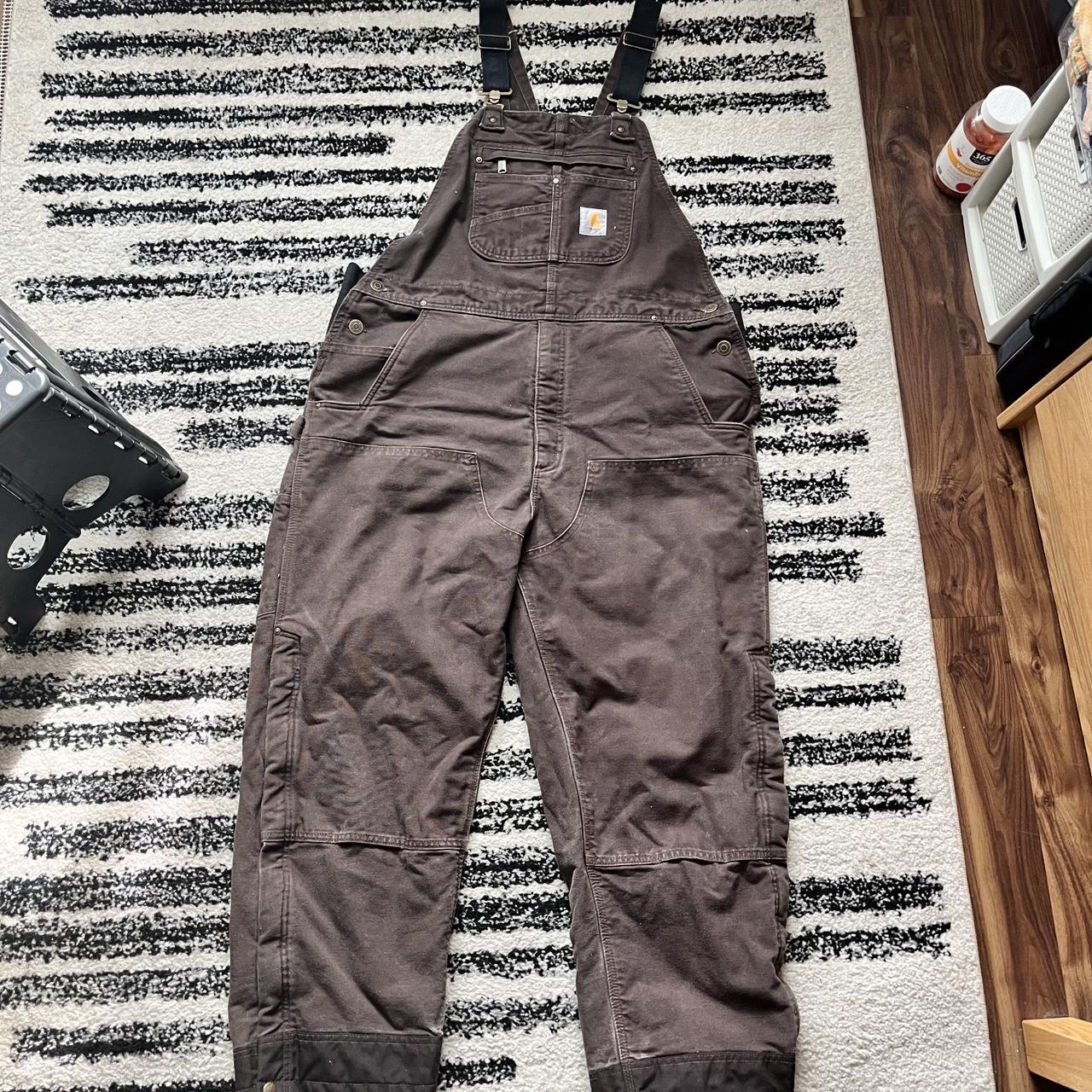 Brown Carhartt overalls, good condition with no... - Depop