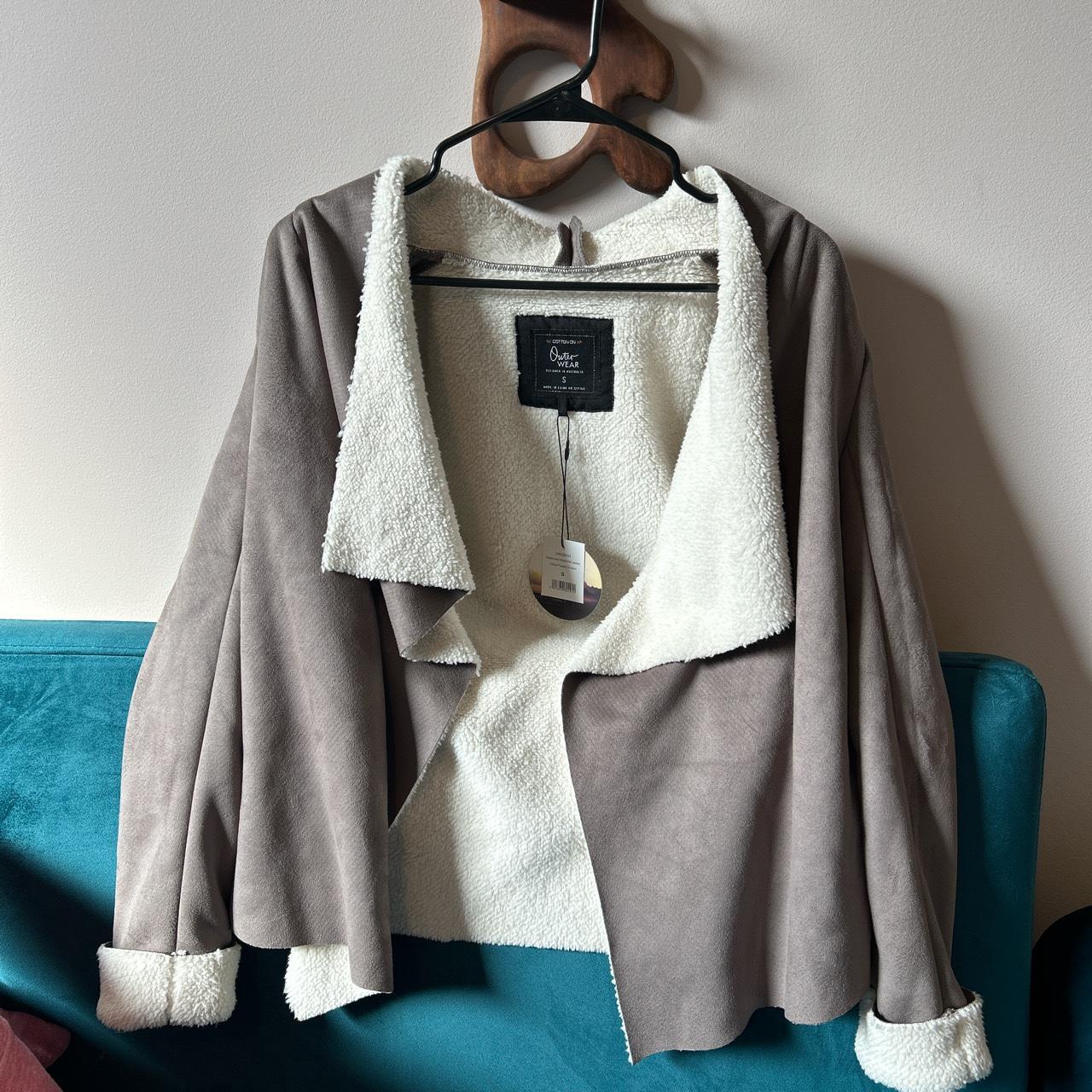 Cotton On, waterfall jacket. Taupe/cream. NWT. Size... - Depop