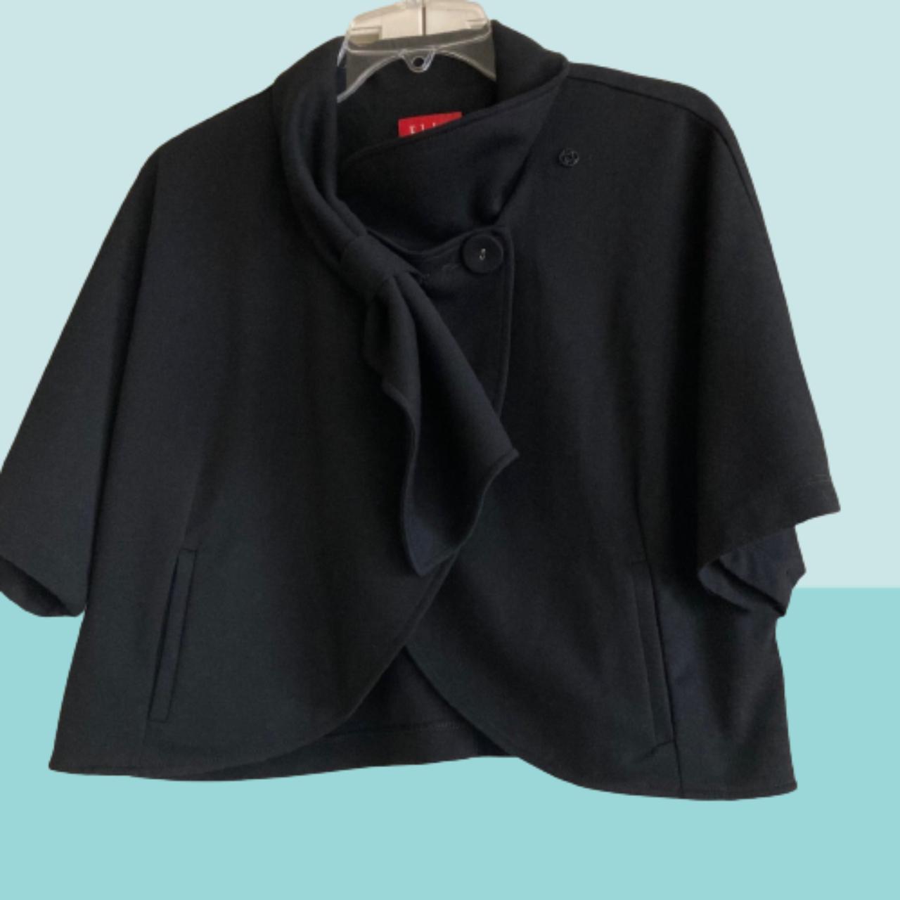 Retro Black Cropped Capelet with Bow Detail Size... - Depop