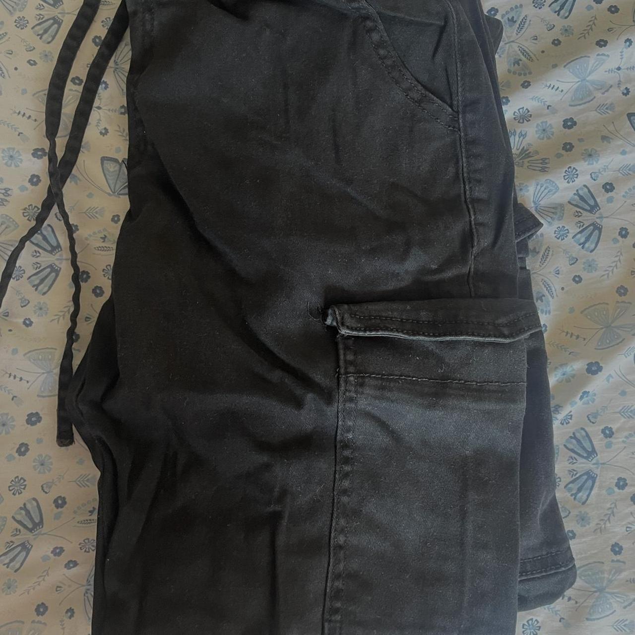 black low rise cargos size is M but I’m usually... - Depop