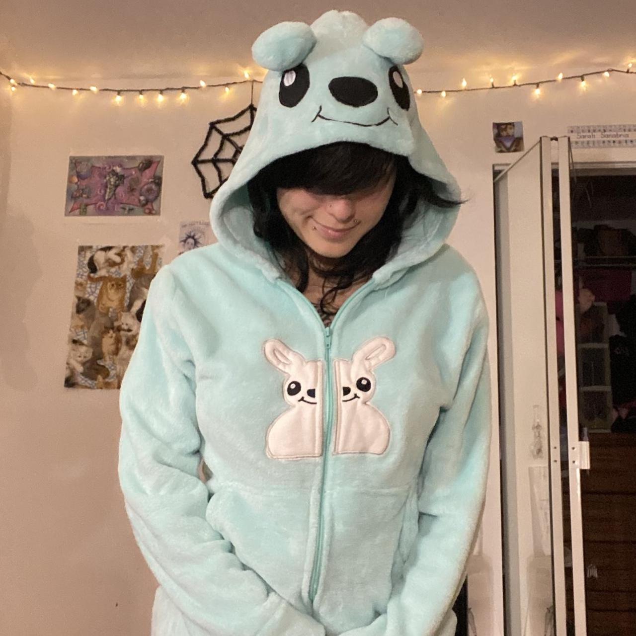 Fuzzy bunny light blue hoodie/zip up jacket Sooo... - Depop