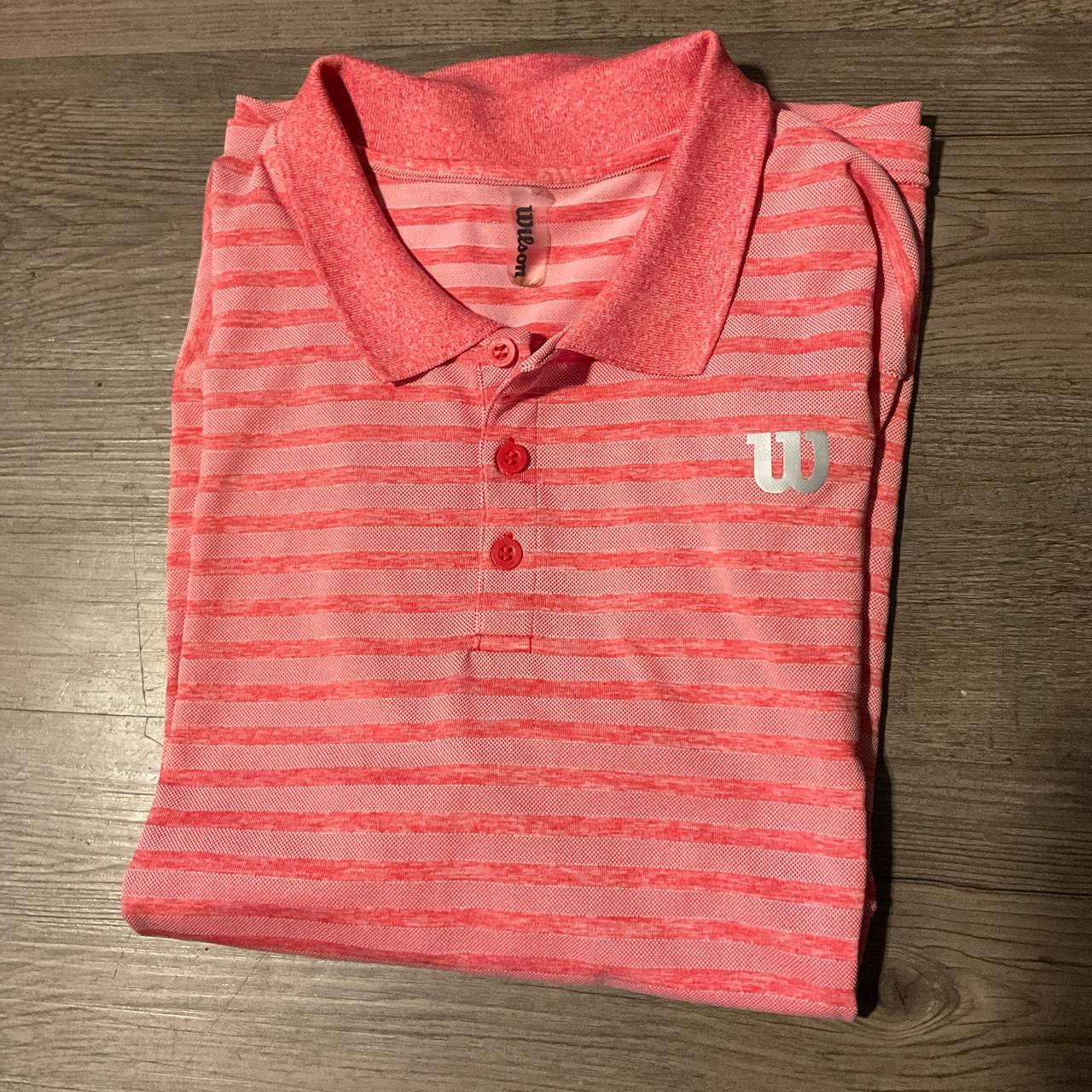 Large, red/ orange polo T-shirt, light use/ pre owned - Depop