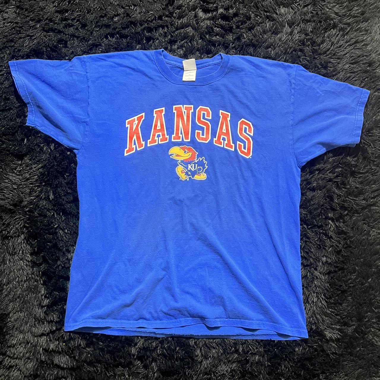 Vintage Kansas shirt. On a old Gilden Ultra Cotton... - Depop