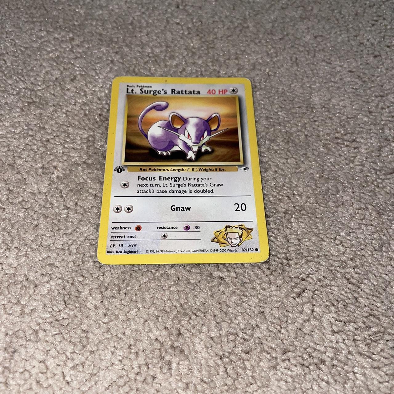 Rare Pokémon card - Le Surge's Rattata... - Depop