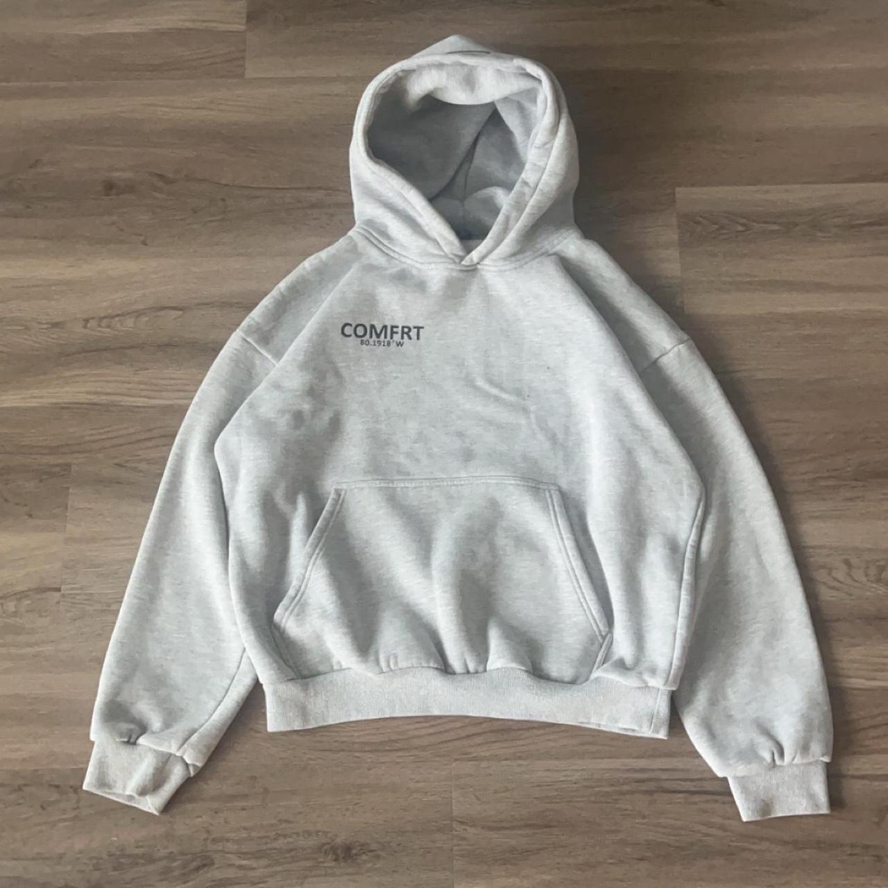 Large Grey COMFRT Hoodie -Large and fits true to... | Depop