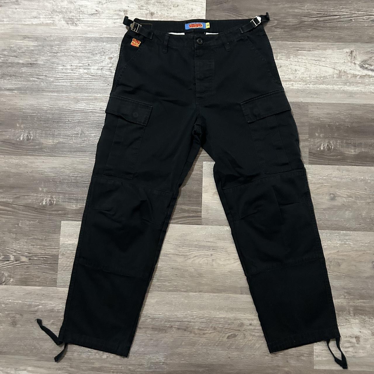 Black Empyre Cargo Pants labeled as 28” leg opening:... - Depop