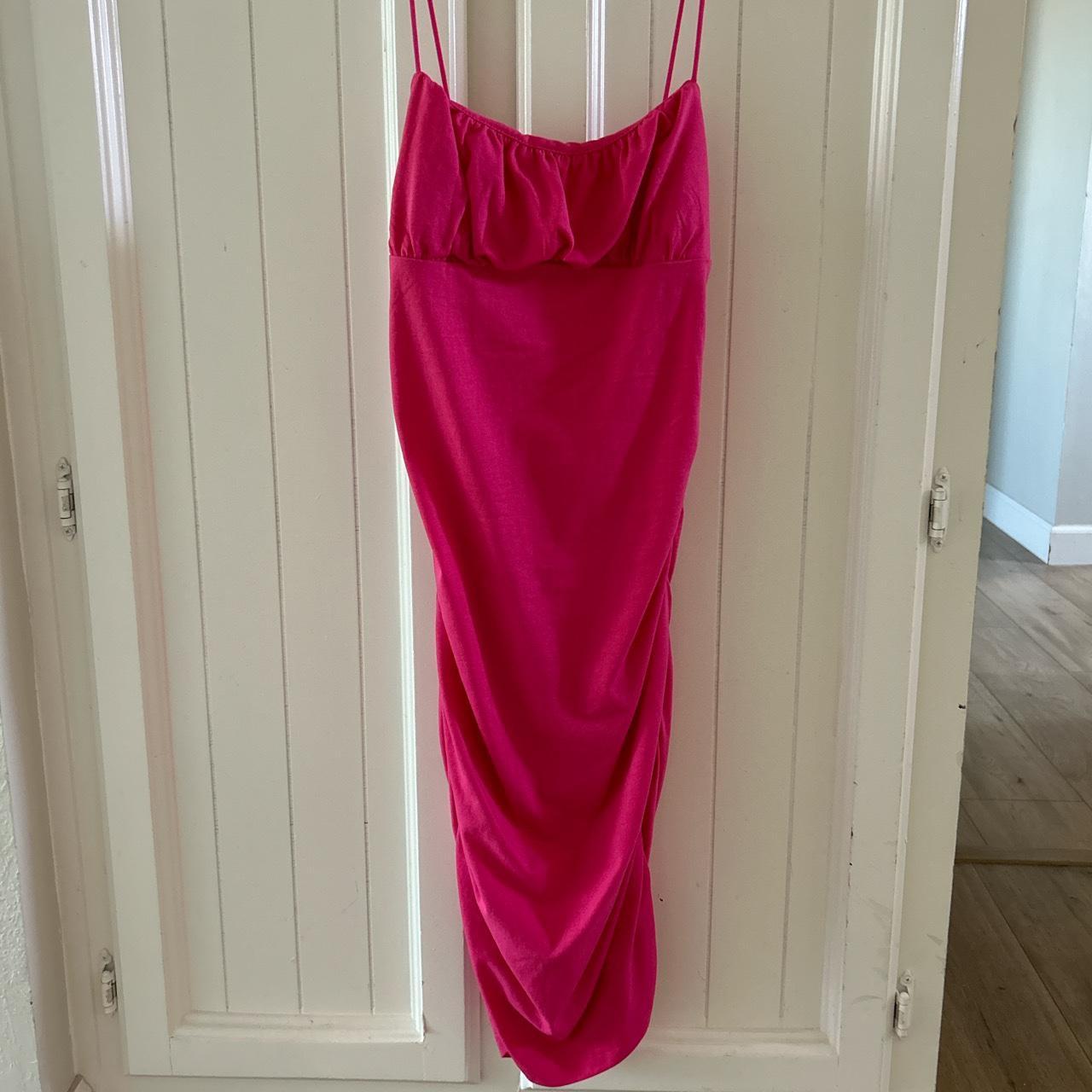 SHEIN bright pink long bodycon dress size medium,... - Depop