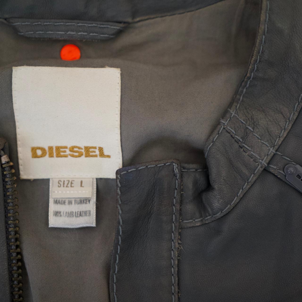 Diesel leather jacket, 100% Lambskin, Made in... - Depop