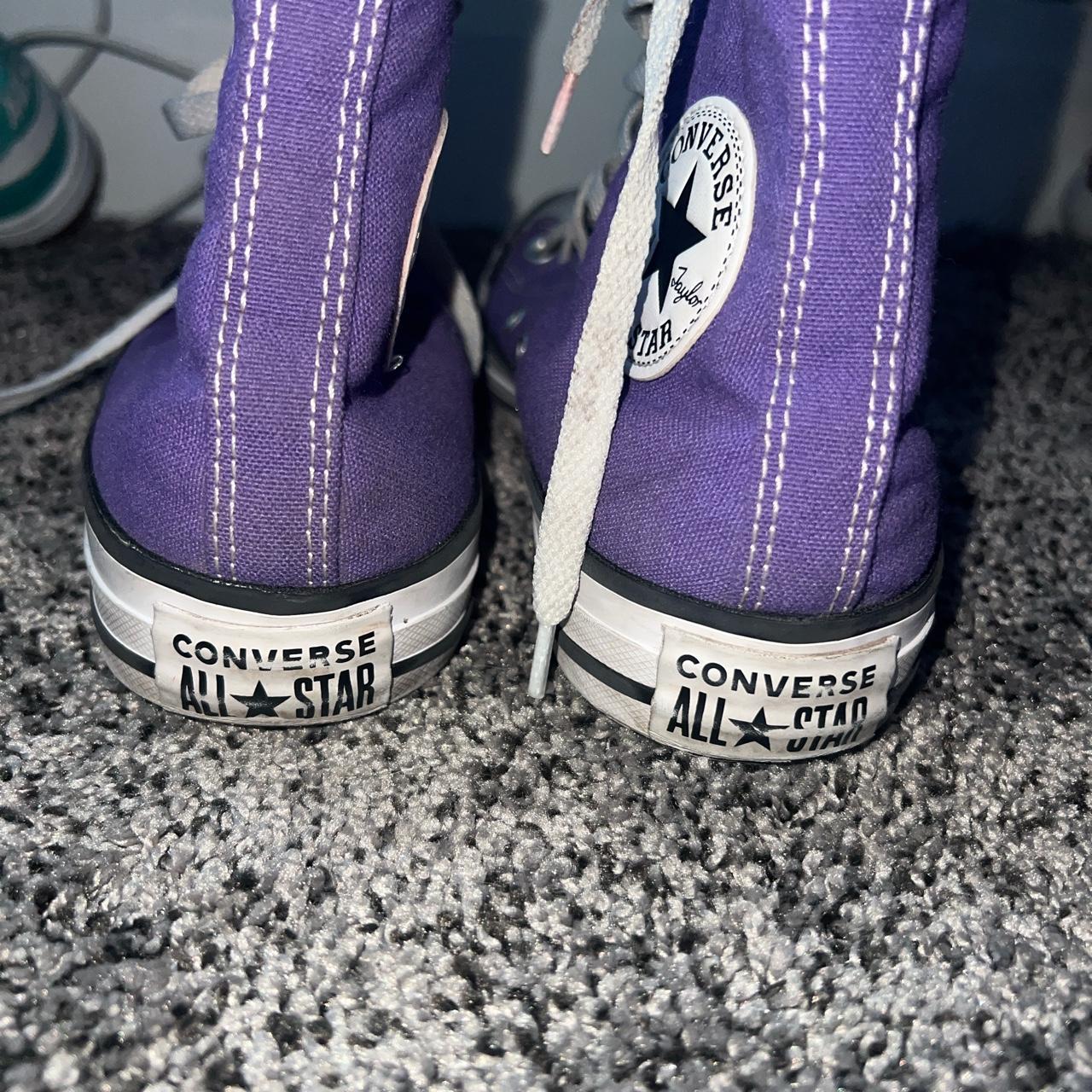 Purple high top converse!! So cute and comfy, just a... - Depop