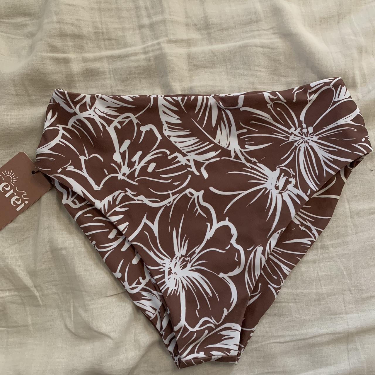 Serei swim NWT chanda brown and white floral bikini... - Depop