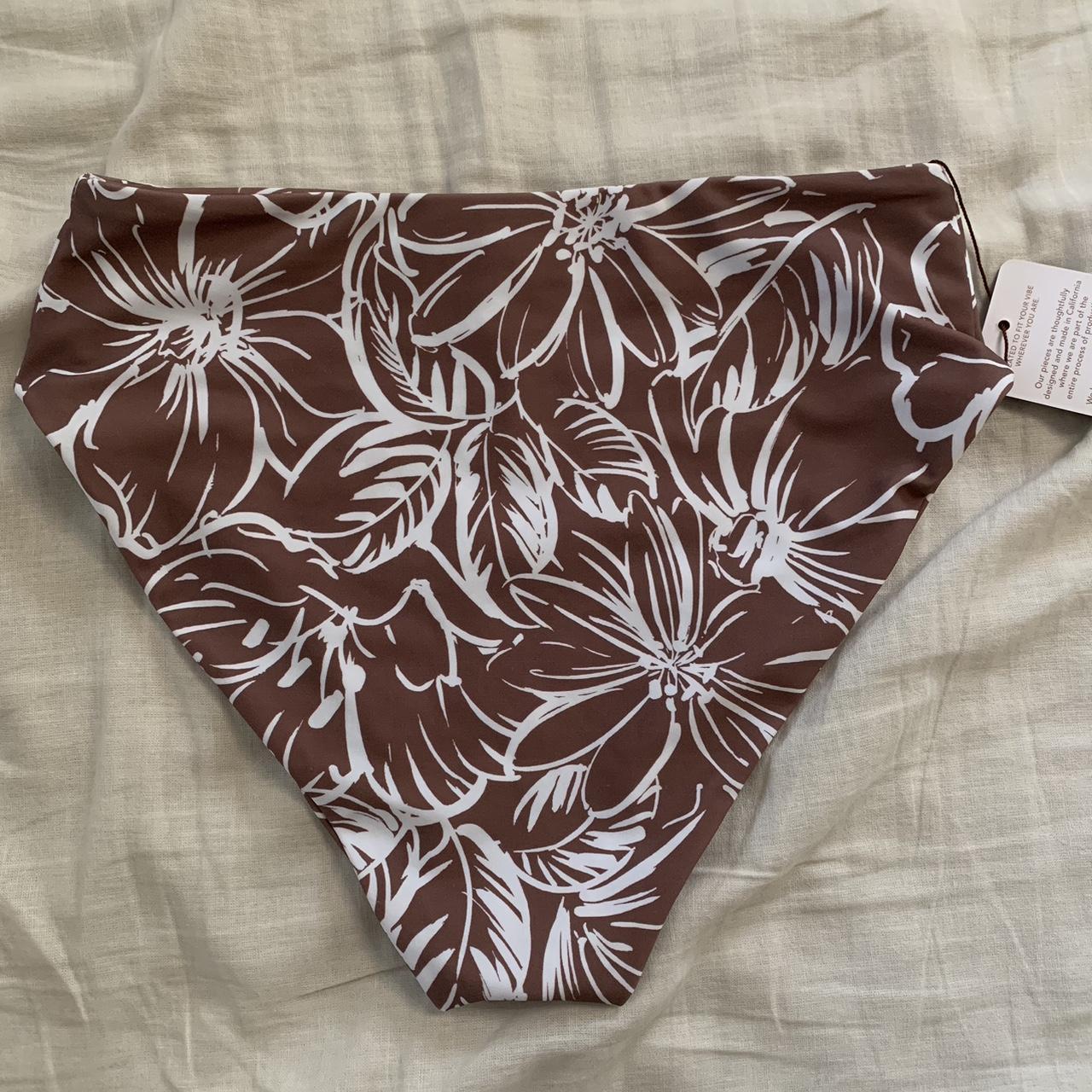 Serei swim NWT chanda brown and white floral bikini... - Depop