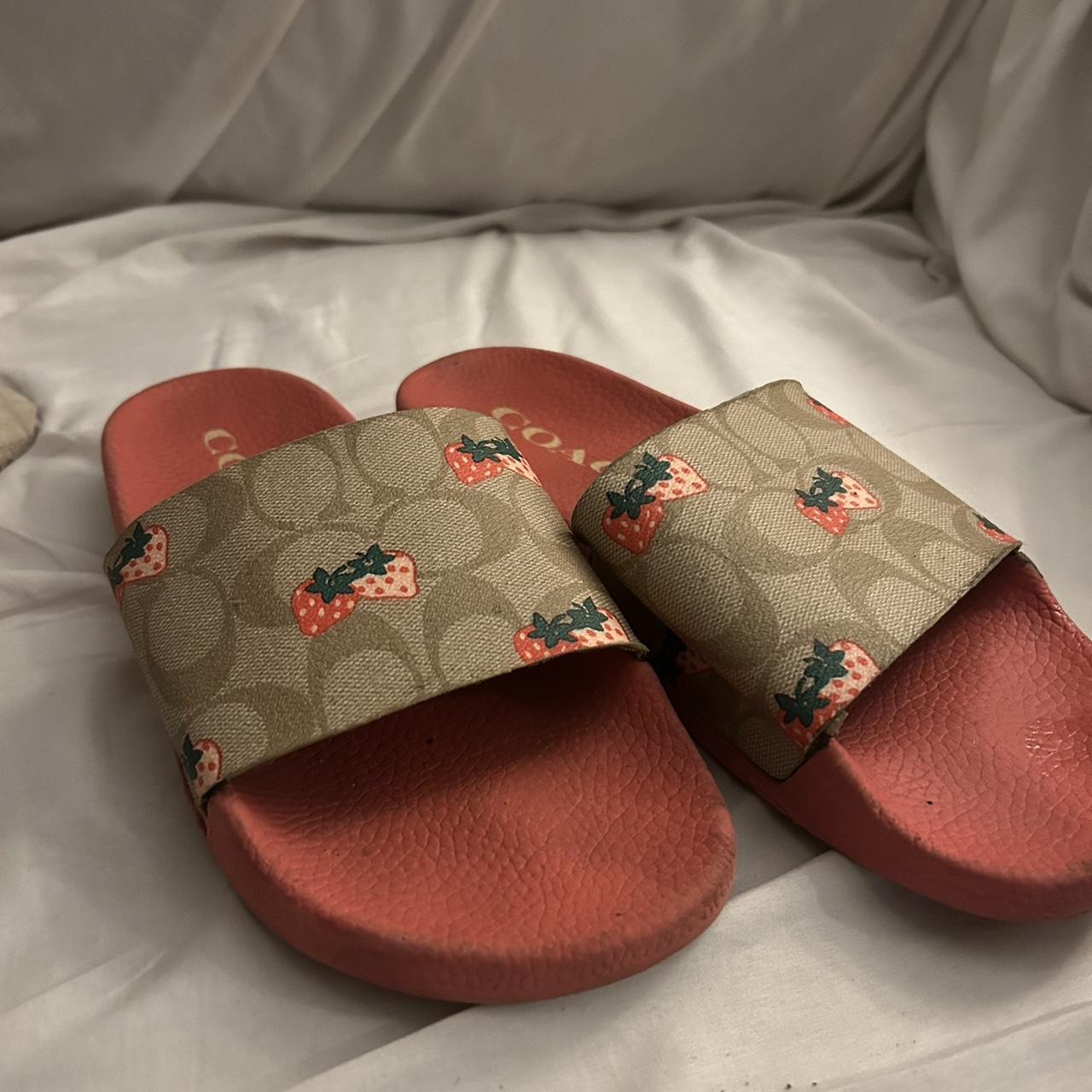 coach strawberry slides #pink #coach #slides... - Depop