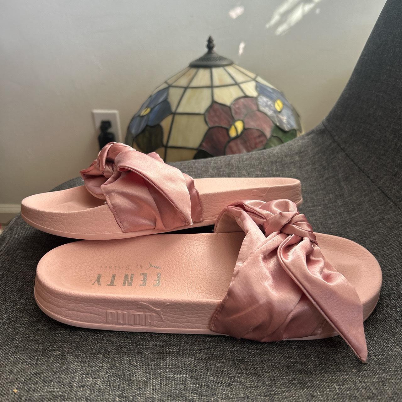 pink fenty slides! (first side angles & last picture... - Depop