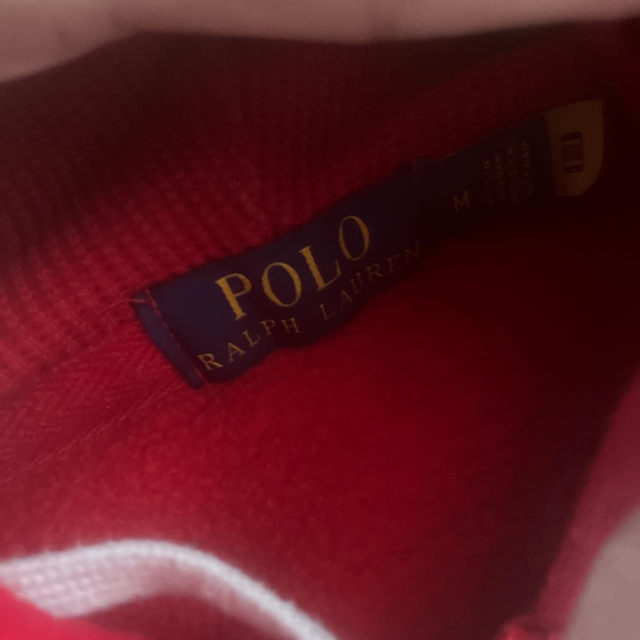 polo zip up red worn alot broken zipper but can... - Depop