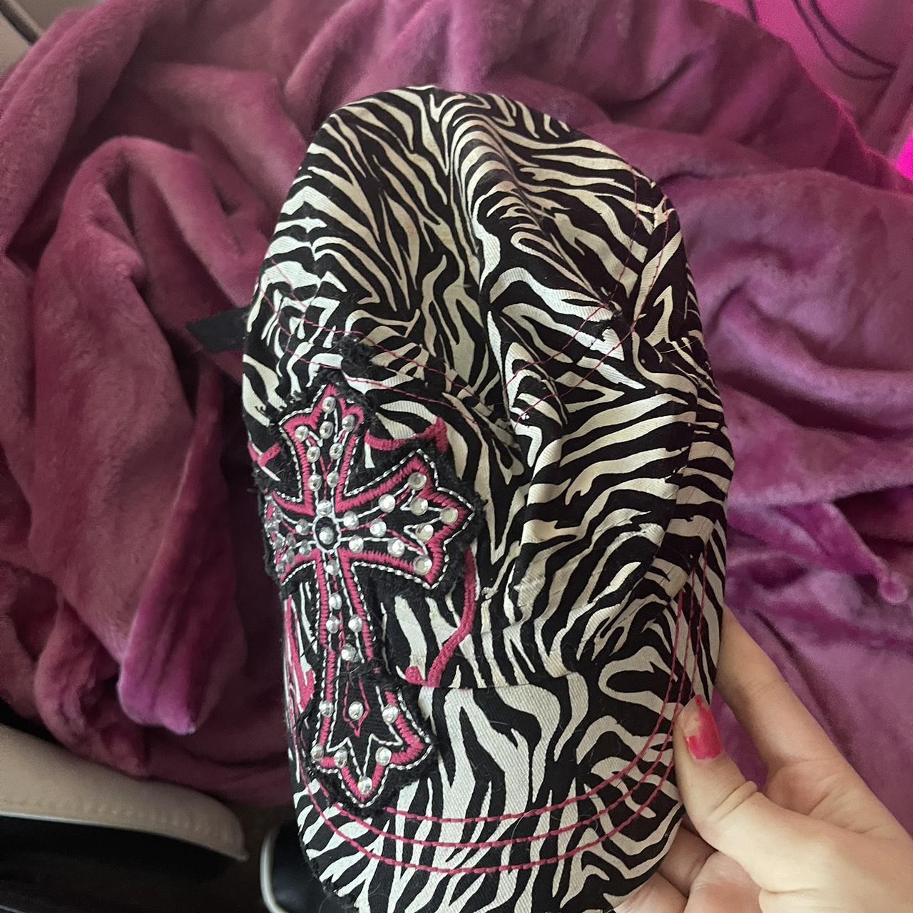 Mcbling hat, y2k cap, it kinda has hair on it from... - Depop