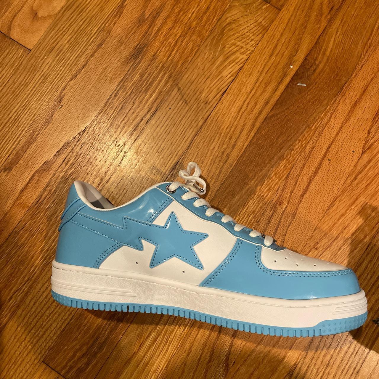 Bapesta patent blue/ white Size 10 men ®️3️⃣🅿️ Worn... - Depop