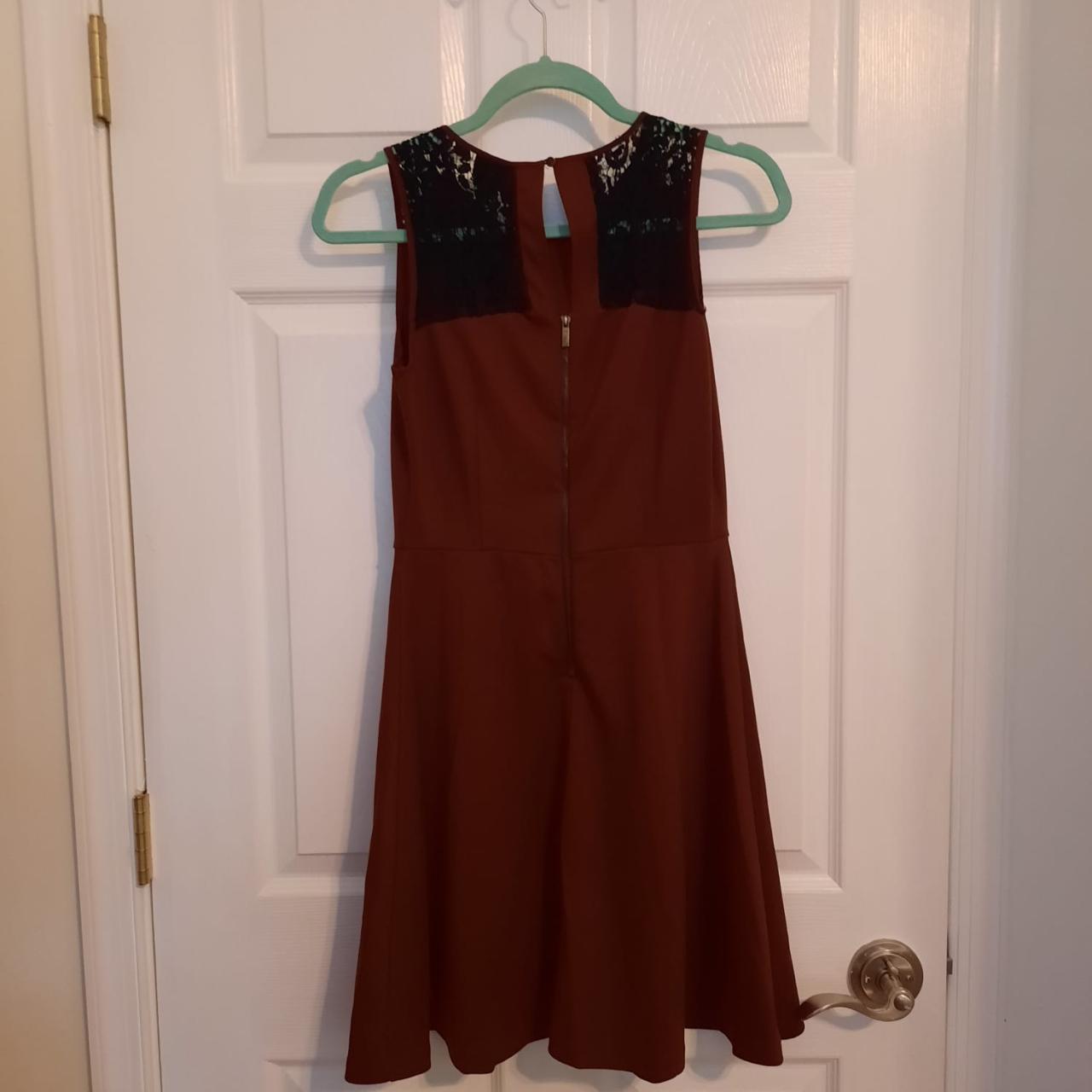 Mossimo Burgundy and Black Lace Dress - Depop
