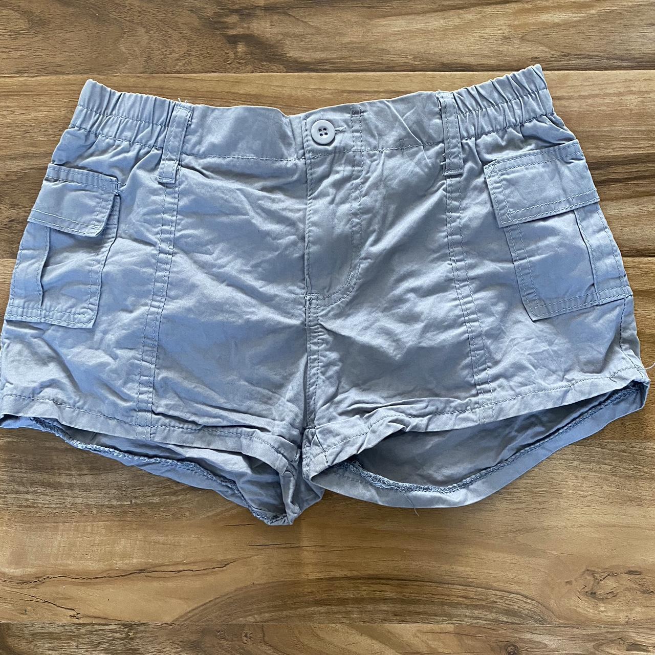 grey mini cargo shorts 🌸 - sized small (6-8) -... - Depop