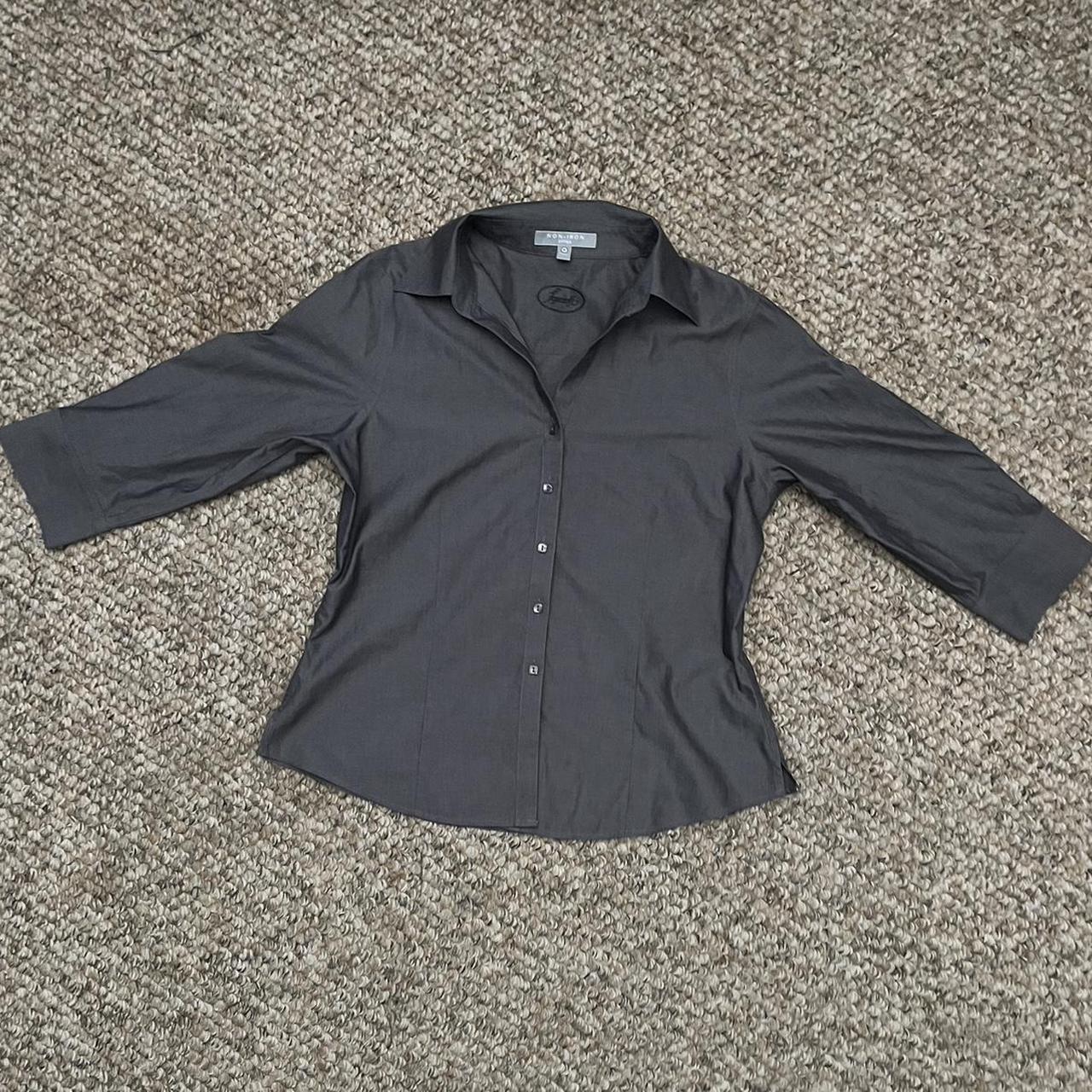 Small gray button up shirt (DM BEFORE... - Depop
