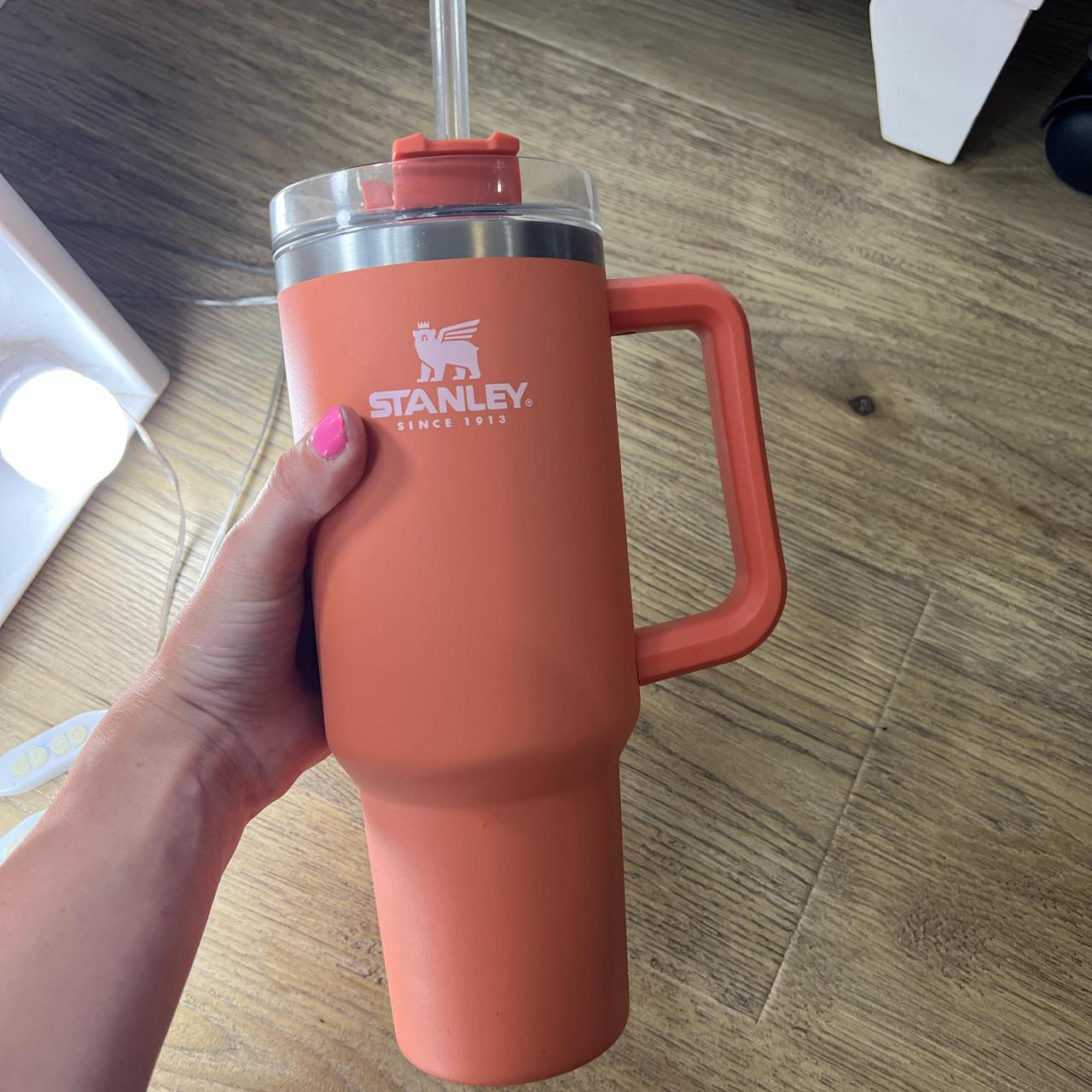 Coral 40 oz Stanley cup without straw (straw is... - Depop