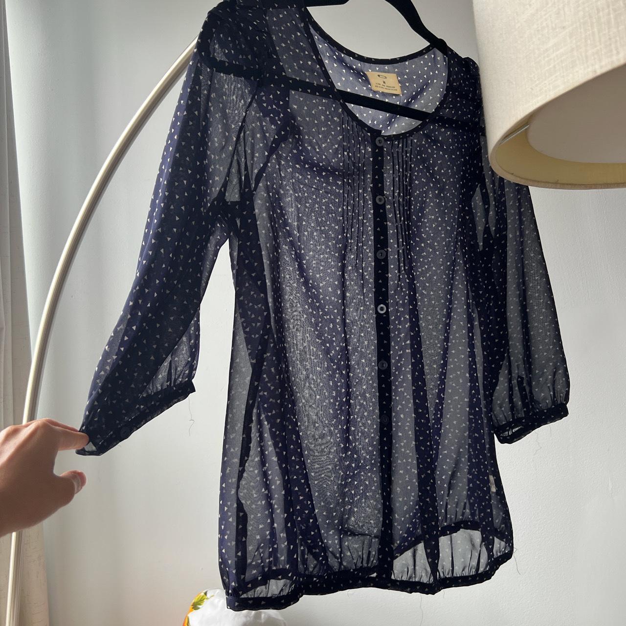 Sheer navy blue blouse - Depop