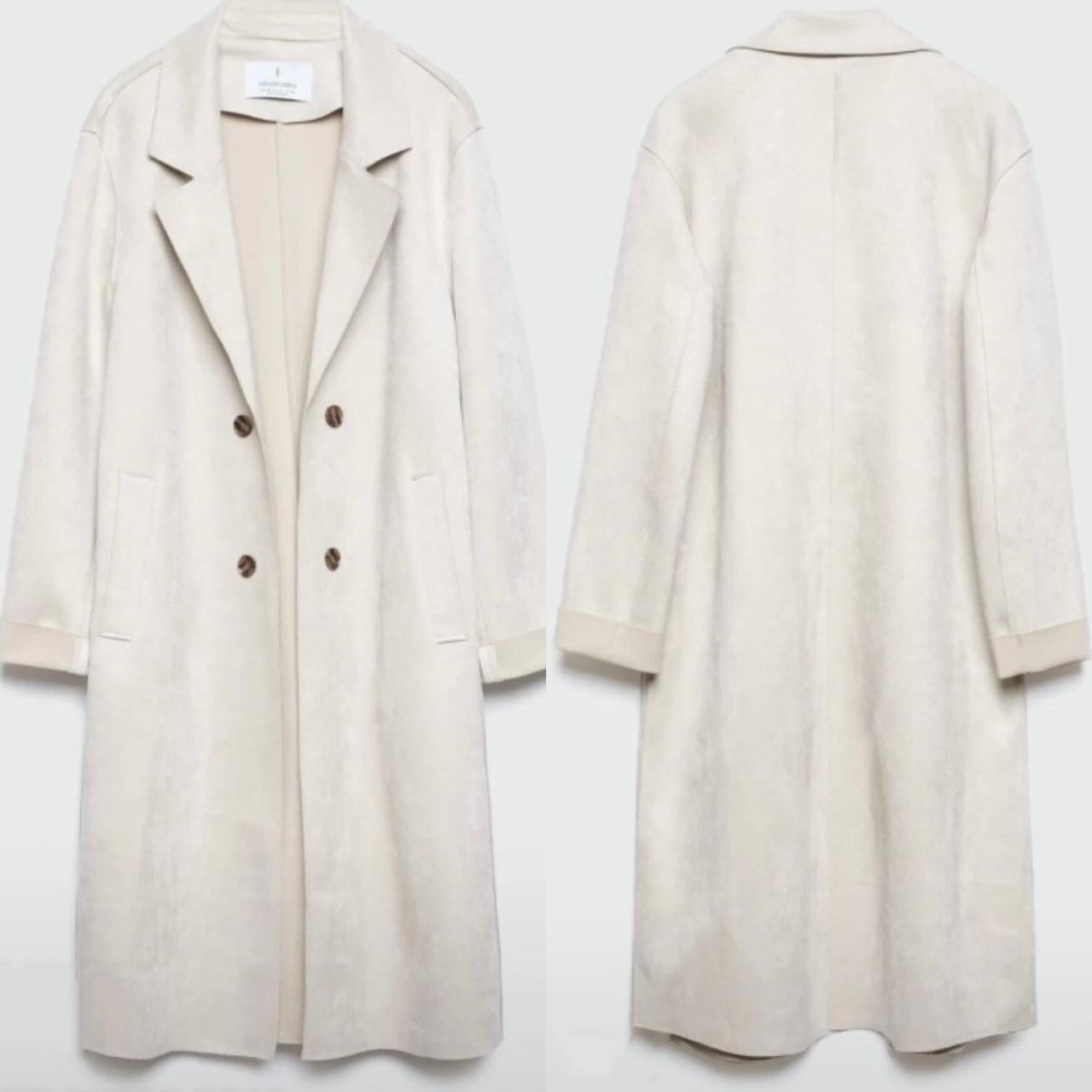 Faux suede coat. Never worn! - Depop