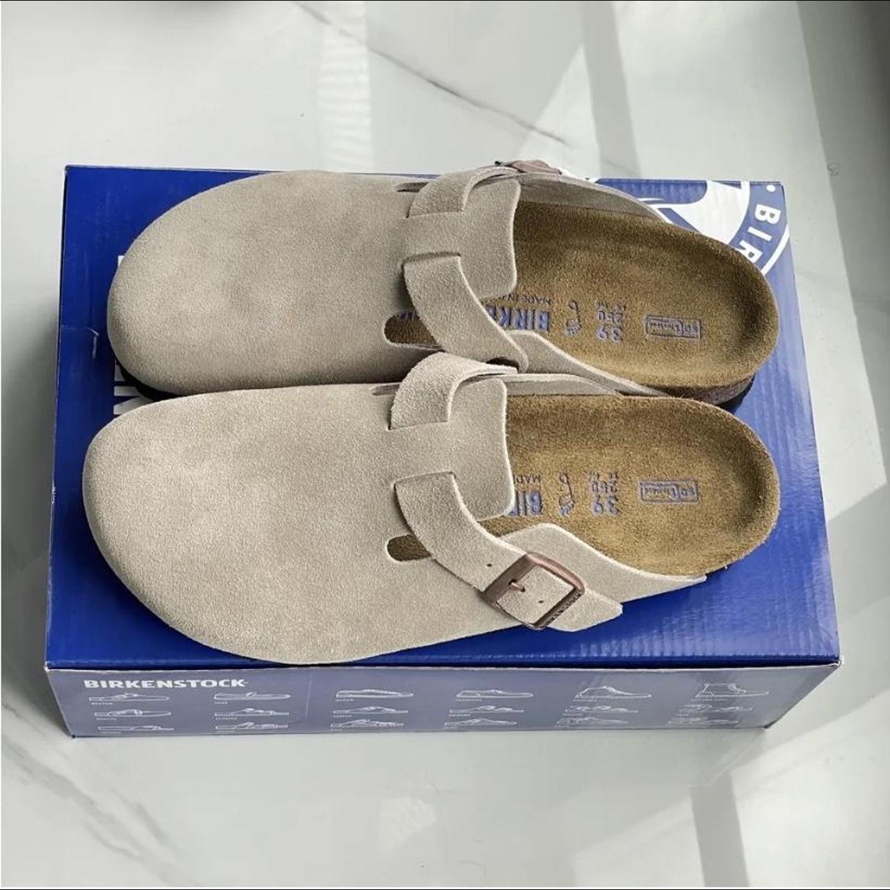 Birkenstock Boston Clogs Taupe Color With Suede... - Depop