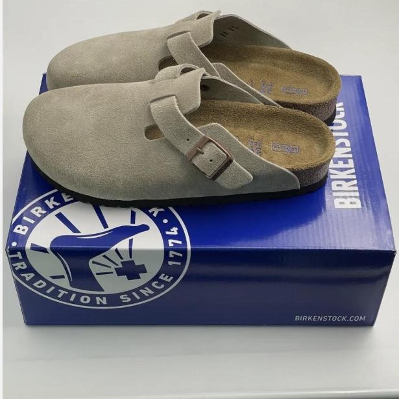 Birkenstock Boston Clogs Taupe Color With Suede... - Depop