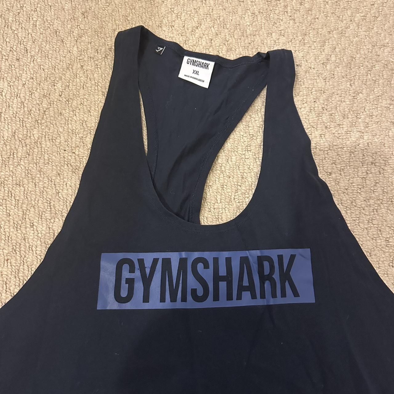 XXL Gymshark stringer vest with logo. Navy blue.... - Depop