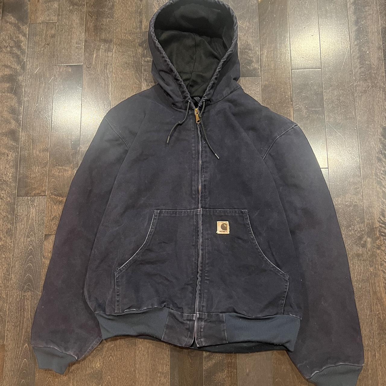 Vintage Carhartt Navy blue hooded Size men’s large... - Depop