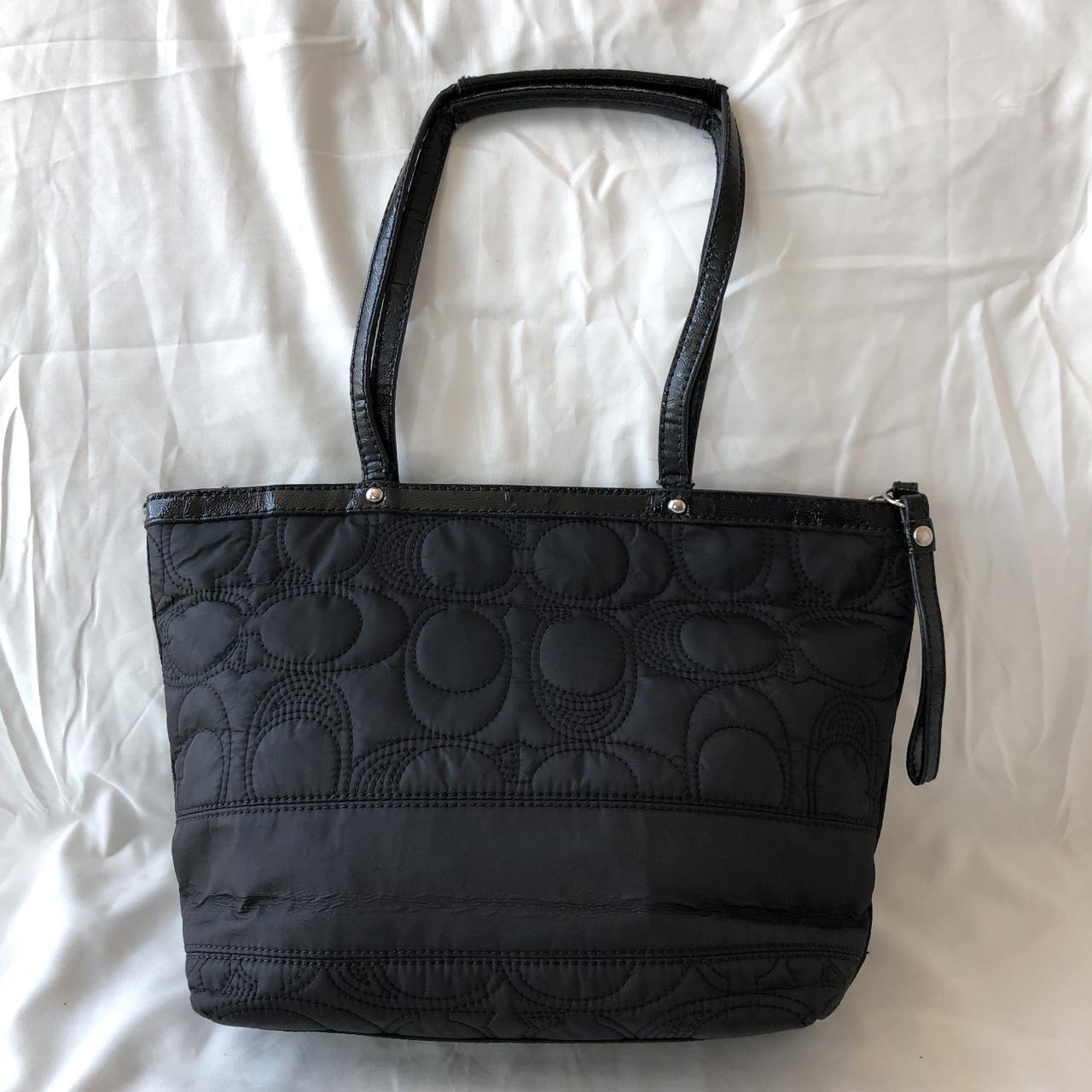 Coach Black Signature Stitch Quilted Nylon Medium... - Depop