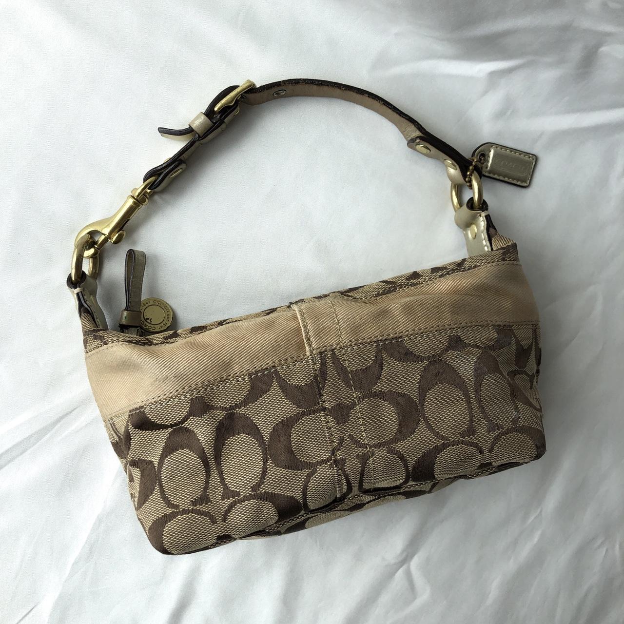 Coach 41206 Brown Demi Signature Stripe Canvas Mini... | Depop