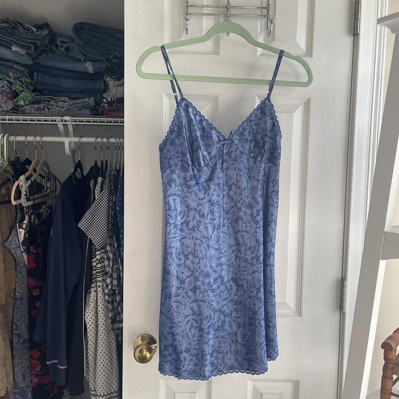 vintage morgan taylor intimates blue lace patterned... - Depop