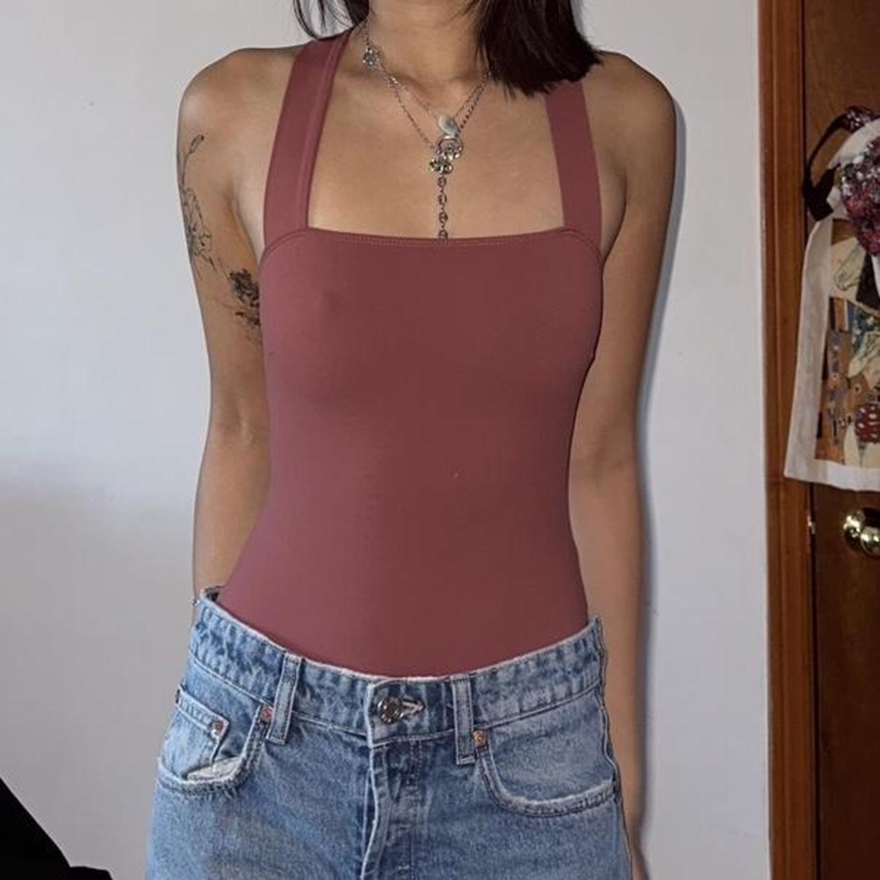 mauve dynamite bodysuit - straps cross over at the... - Depop