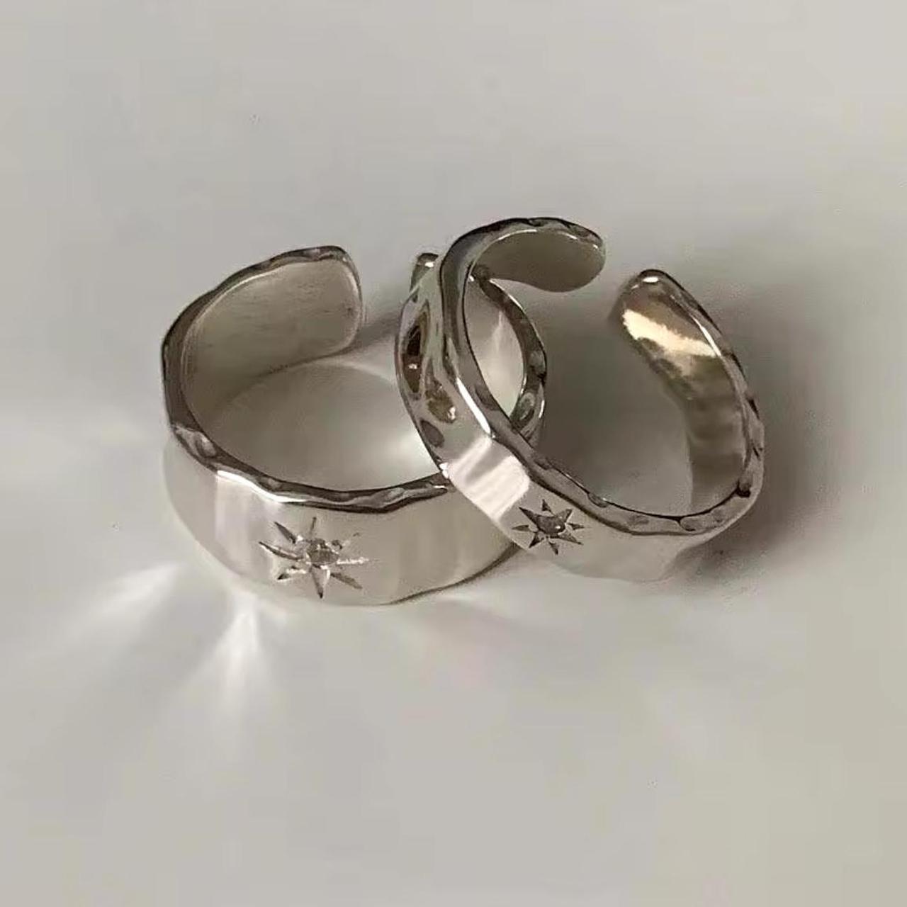 2pcs Y2K Shiny Star Opened Rings for Men Women... - Depop