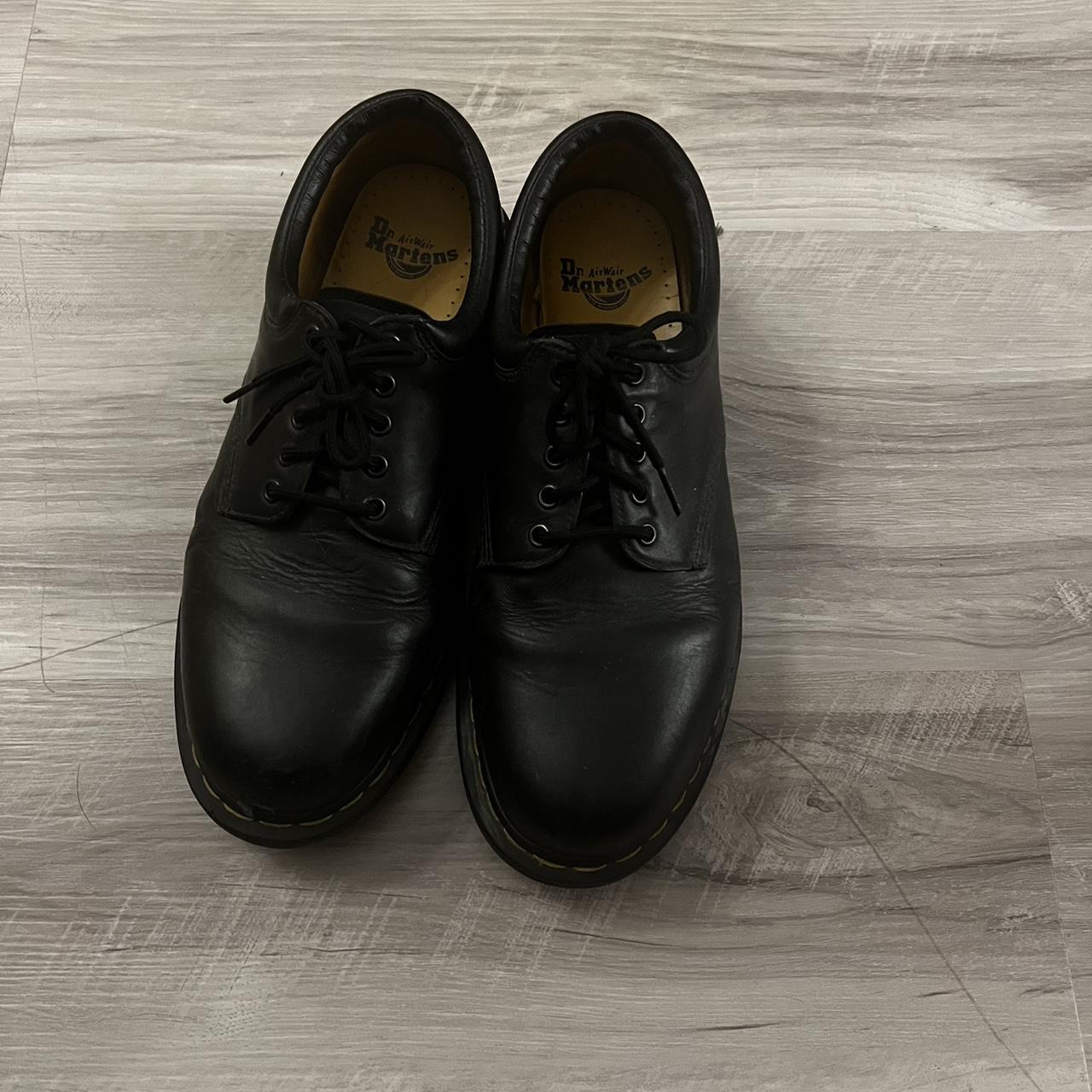 Black leather doc martens low top - Depop